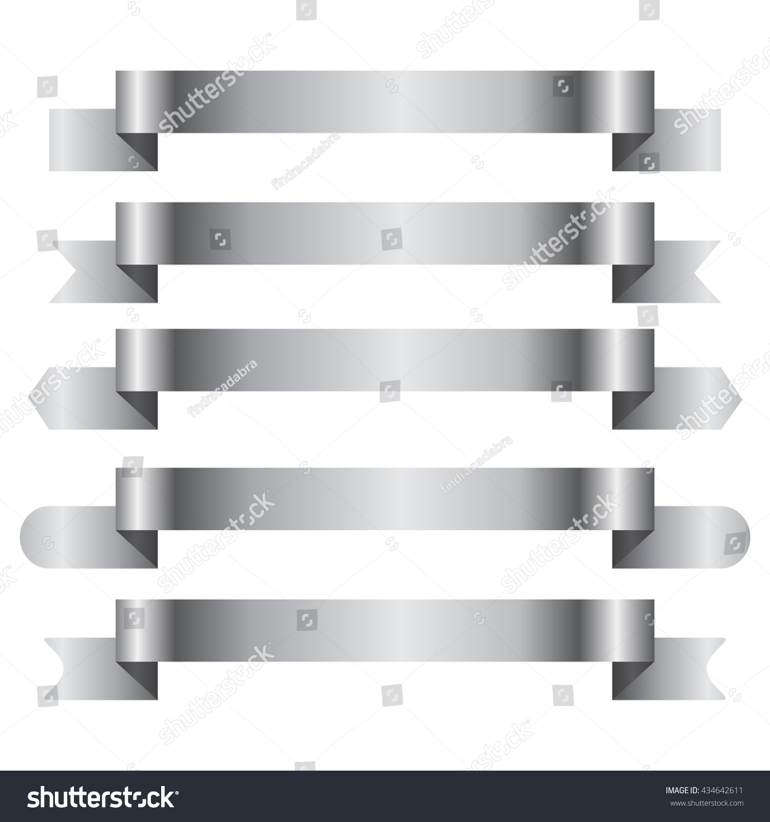 Silver Banner Ribbon Vector Set Isolated Stock Vector (Royalty Free ...
