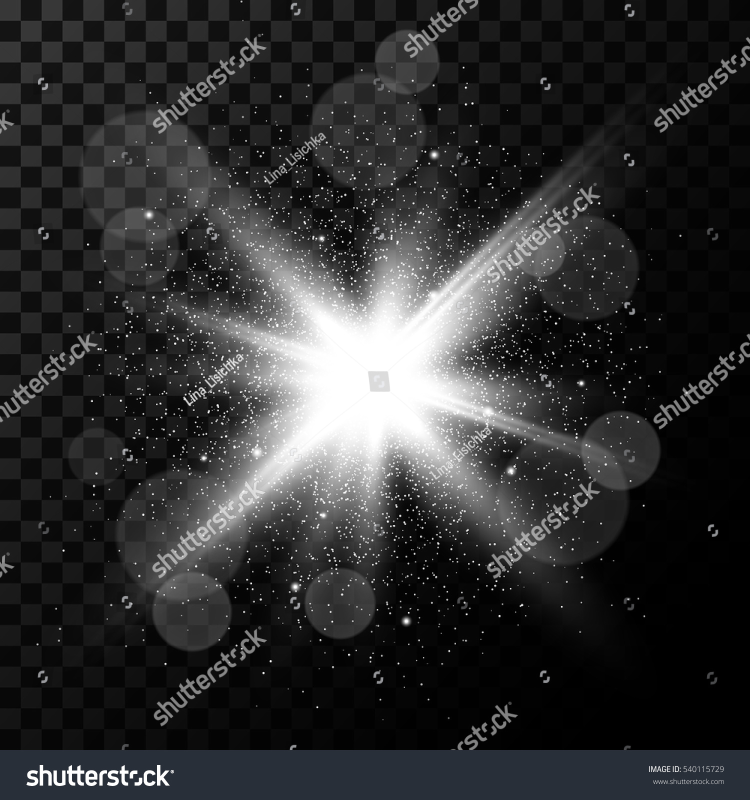 Silver Burst Light Effect On Transparent Stock Vector (Royalty Free ...
