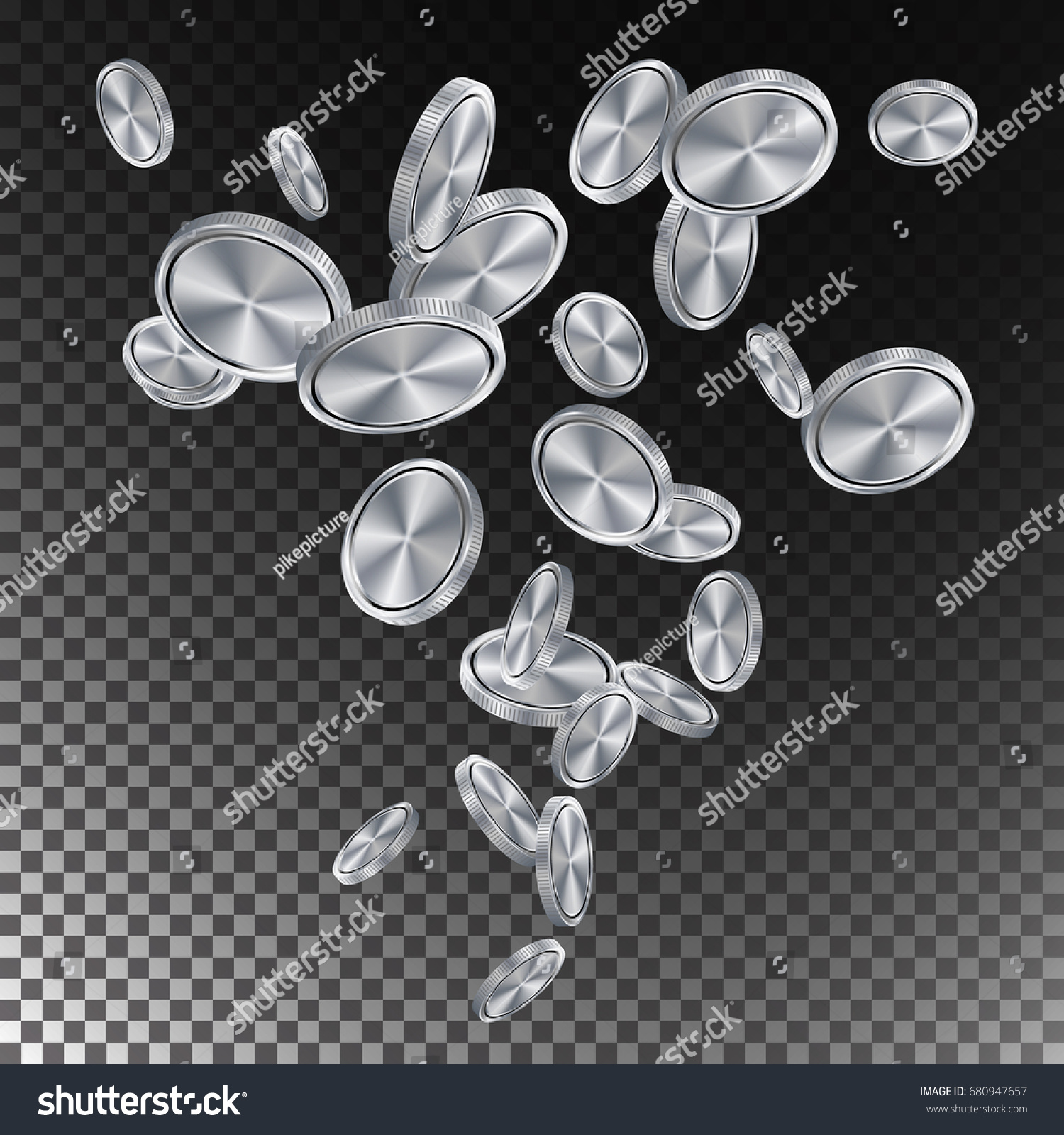 Silver Coins Rain Vector Realistic Silver Stock Vector (Royalty Free ...