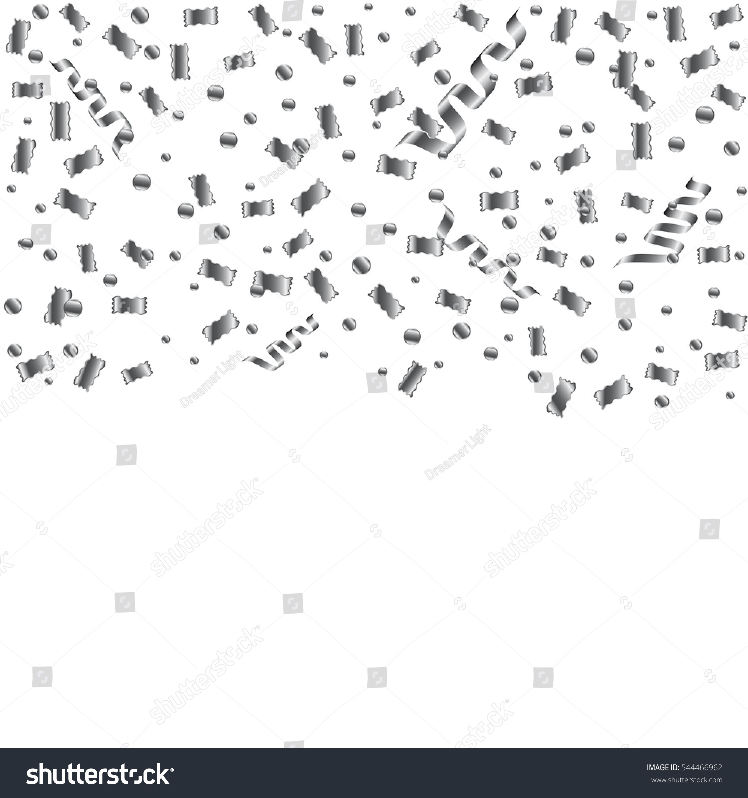 Silver Confetti Falling On White Background Stock Vector (Royalty Free ...