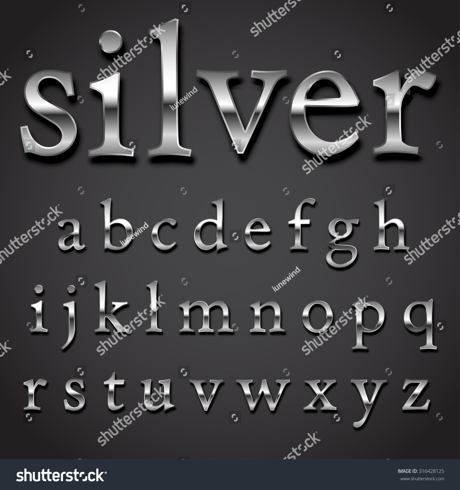 Silver Font Vector Set Lowercase Letters Stock Vector (Royalty Free ...
