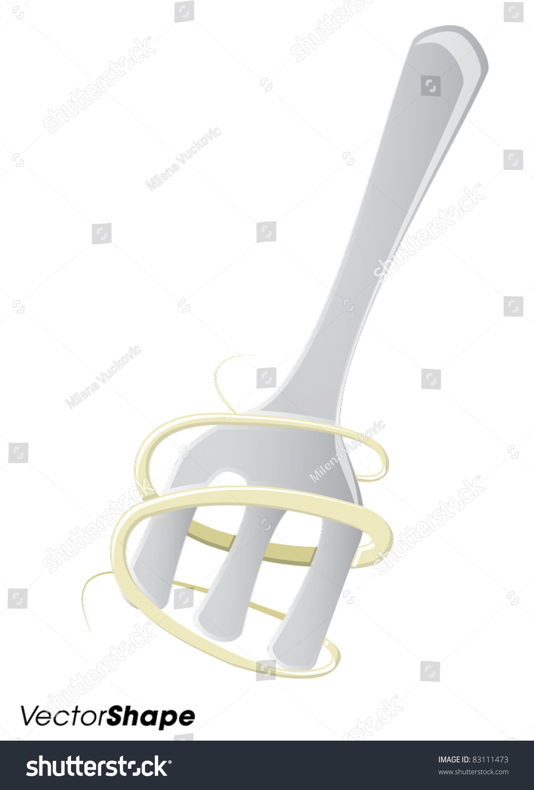 Silver Fork Spaghetti Vector Illustration Stock Vector (Royalty Free ...