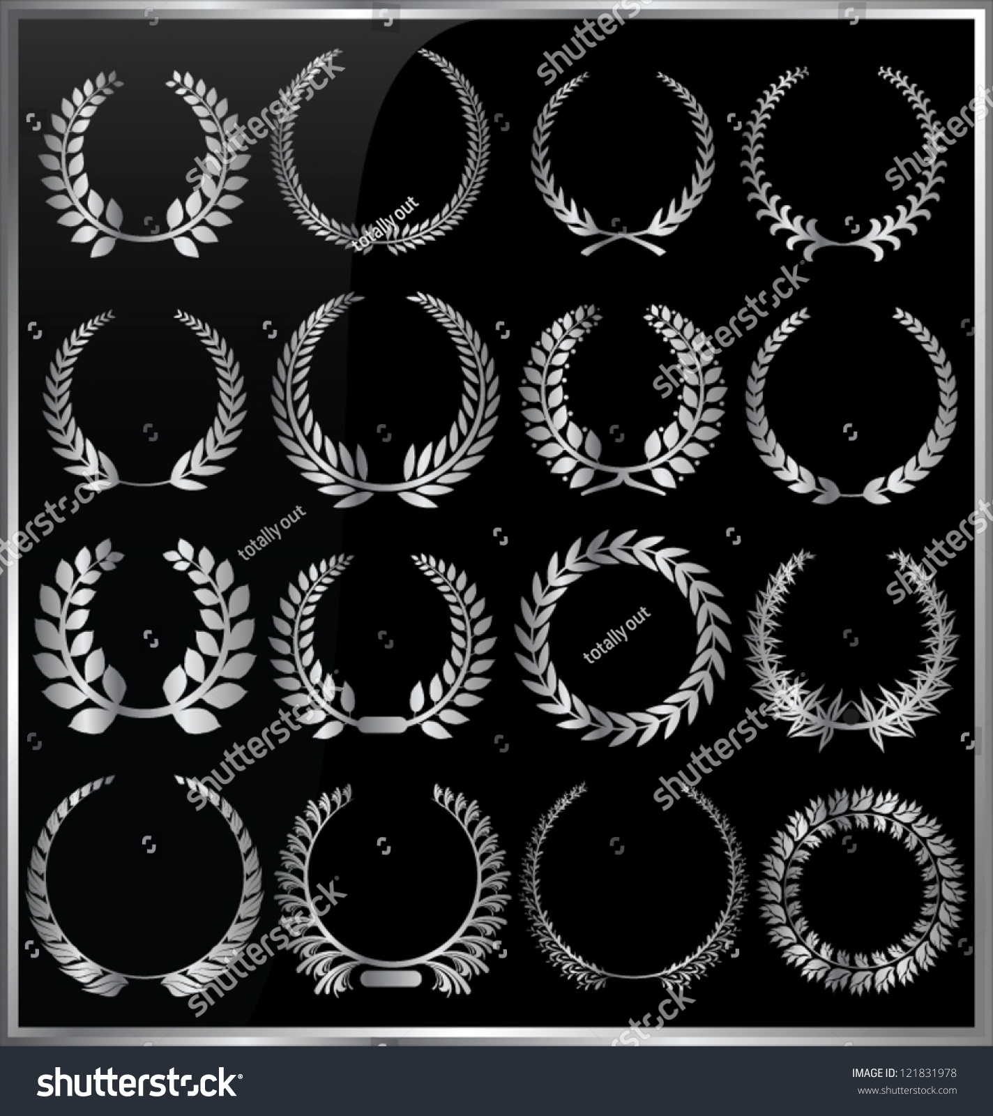 Silver Laurel Wreath Set 库存矢量图（免版税）121831978 | Shutterstock