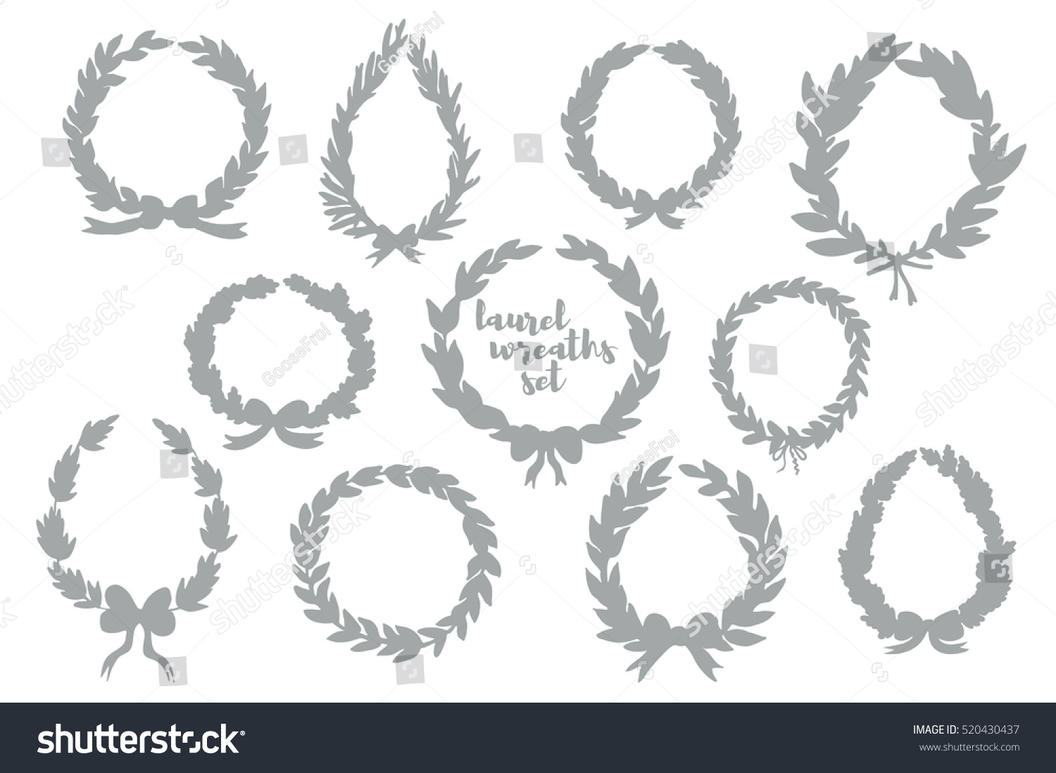 Silver Laurel Wreath Set Stock Vector (Royalty Free) 520430437