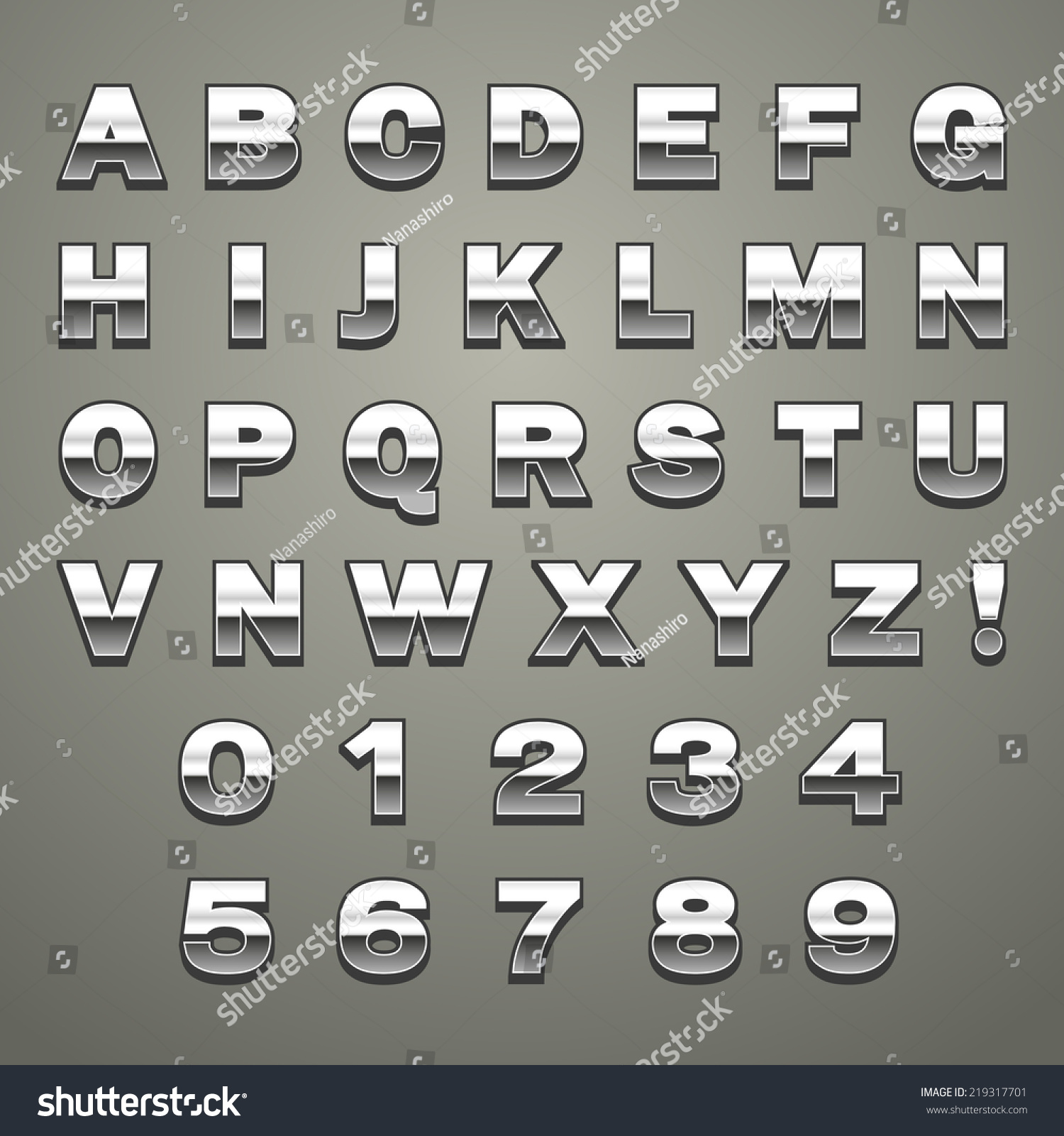 Silver Metallic Bold Fonts Stock Vector 219317701 - Shutterstock