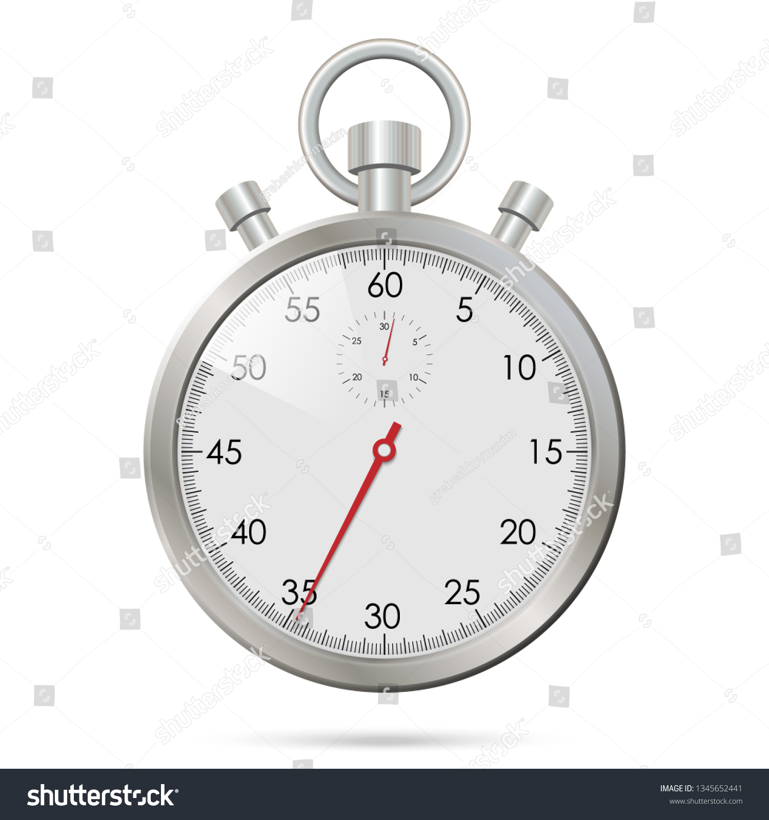 Silver Realistic Stopwatch Vector Illustration Stock Vector (Royalty ...