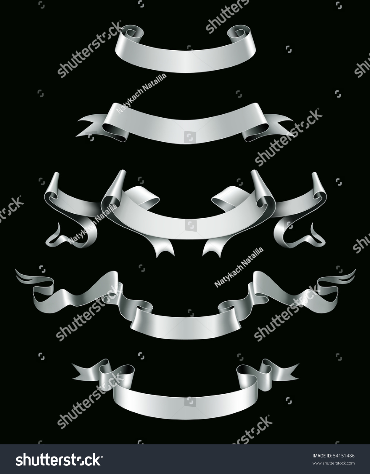 Silver Ribbons On Black Vector Stock Vector (Royalty Free) 54151486