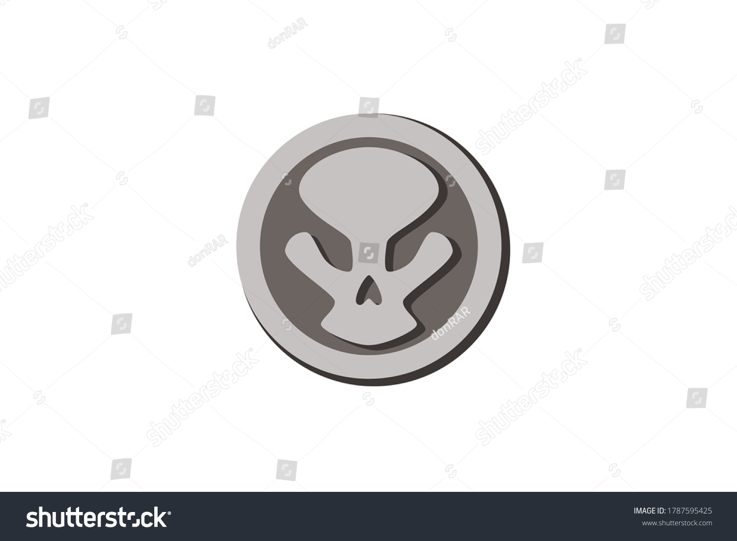 Silver Skull Coin Logo Template Stock Vector (Royalty Free) 1787595425