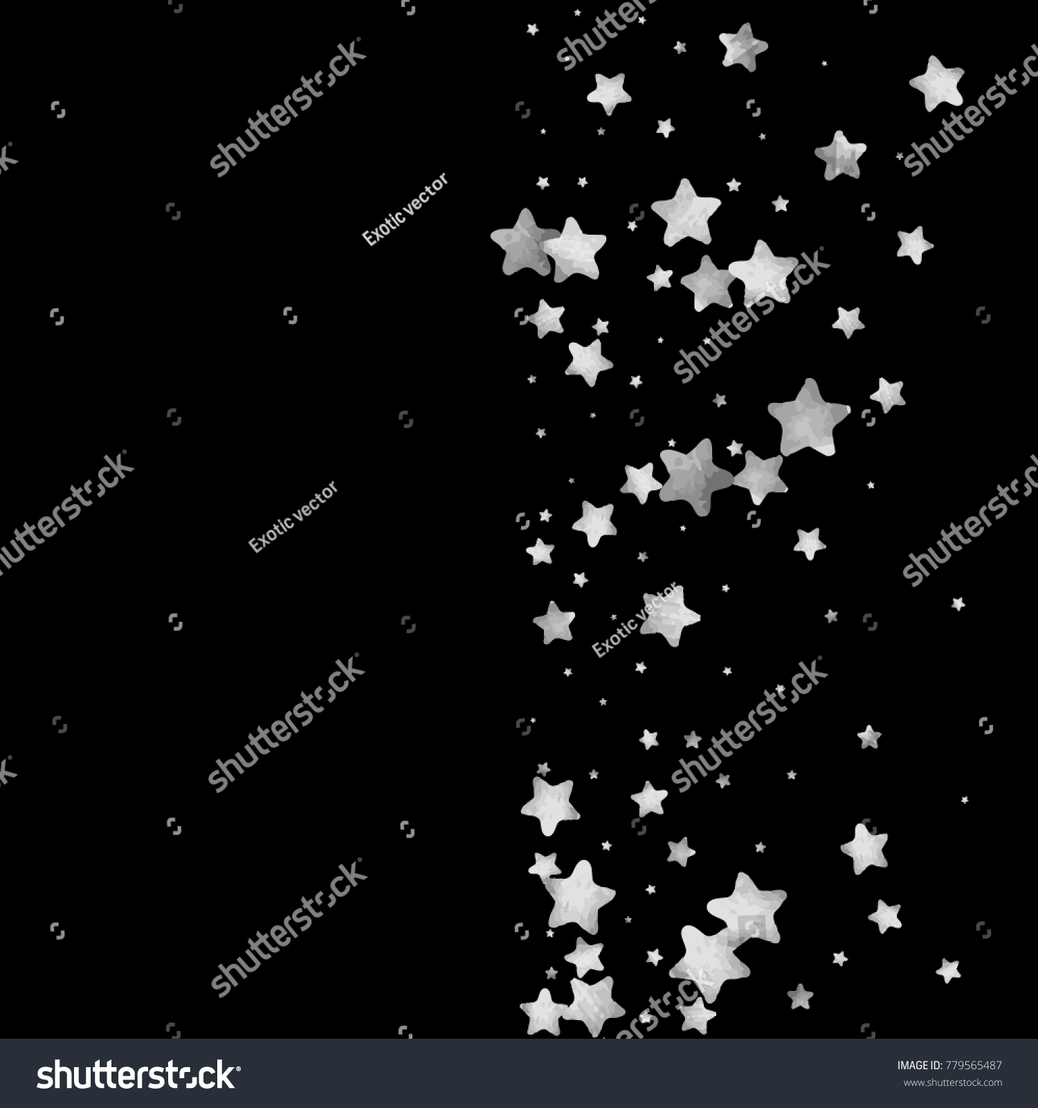 Silver Star Confetti Falling Starry Anniversary Stock Vector Royalty