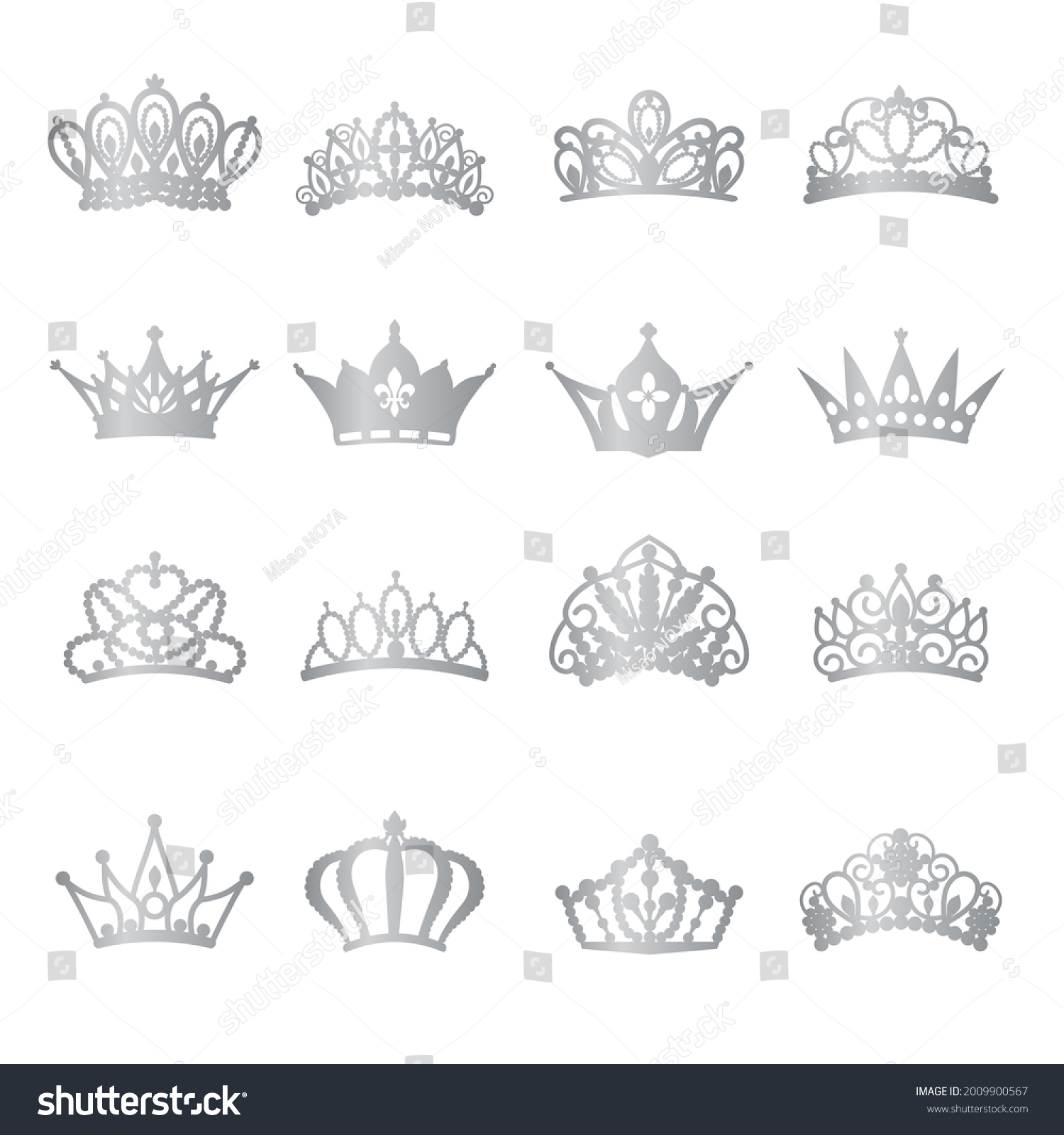 Silver Tiara Illustration Material Set Stock Vector (Royalty Free ...