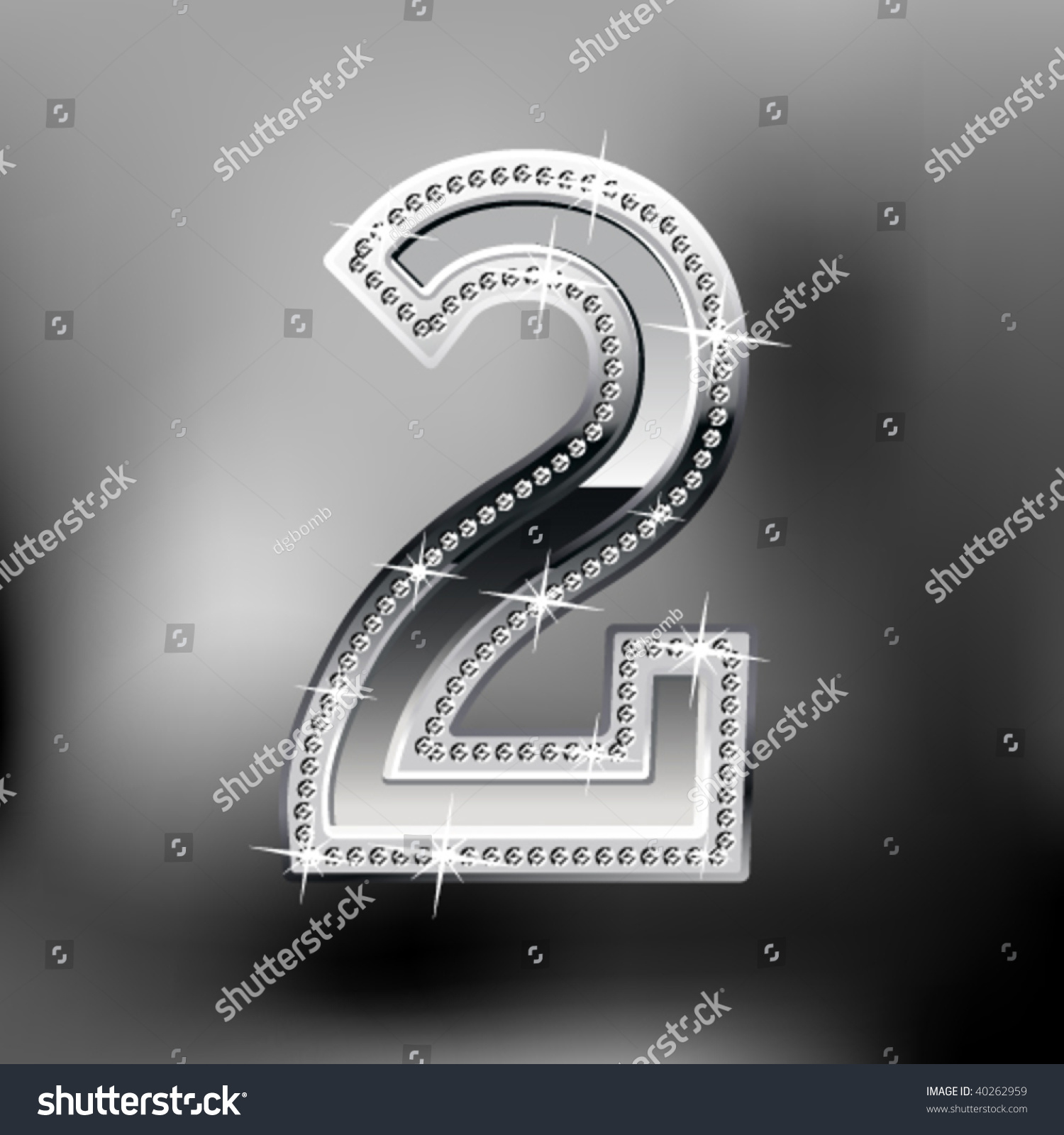 Silver Typeface Glossy Alphabet Number 2 Stock Vector (Royalty Free ...