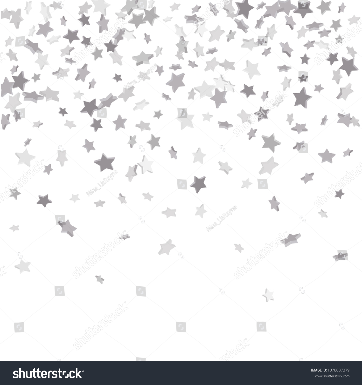 Silver Volumetric Starconfetti Fall On White Stock Vector Royalty Free