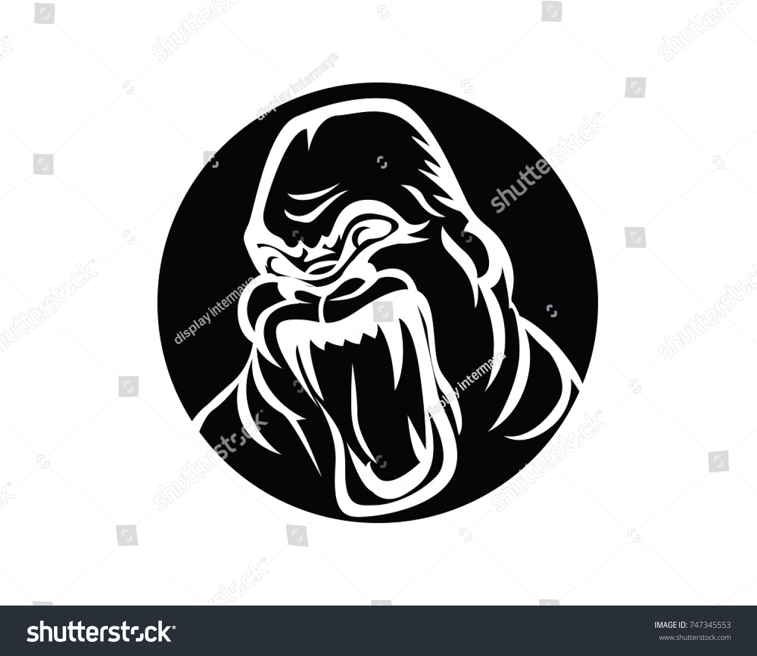 Silverback Face Anger Stock Vector (Royalty Free) 747345553