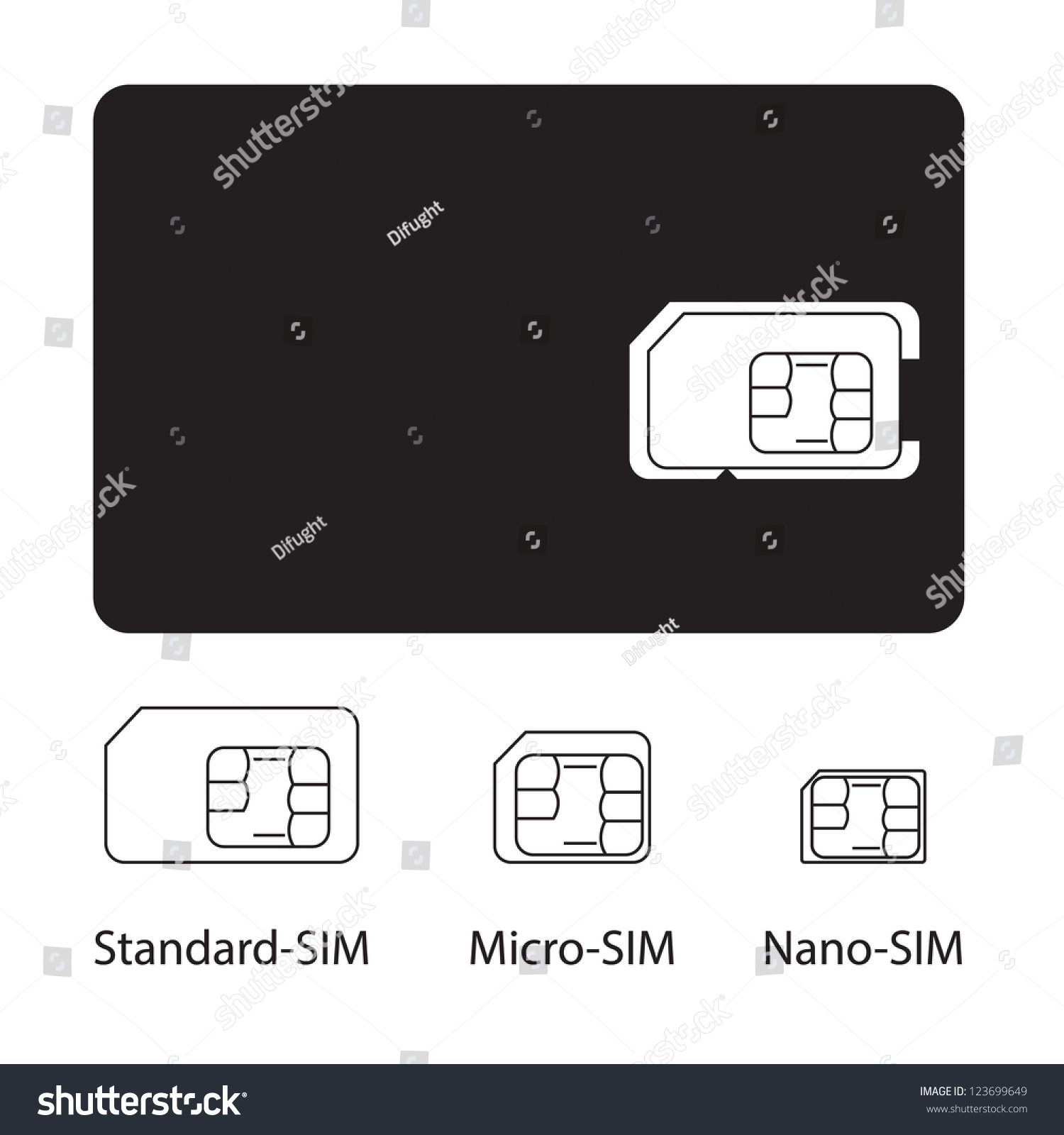 Sim Card Collection On White Background Stock Vector (Royalty Free ...