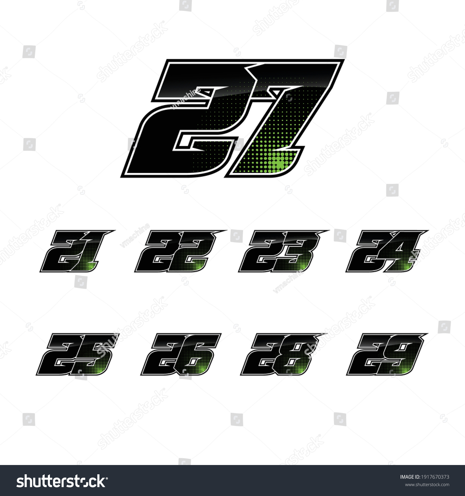 Simpel Racing Start Number Vector Set Stock Vector (Royalty Free) 1917670373