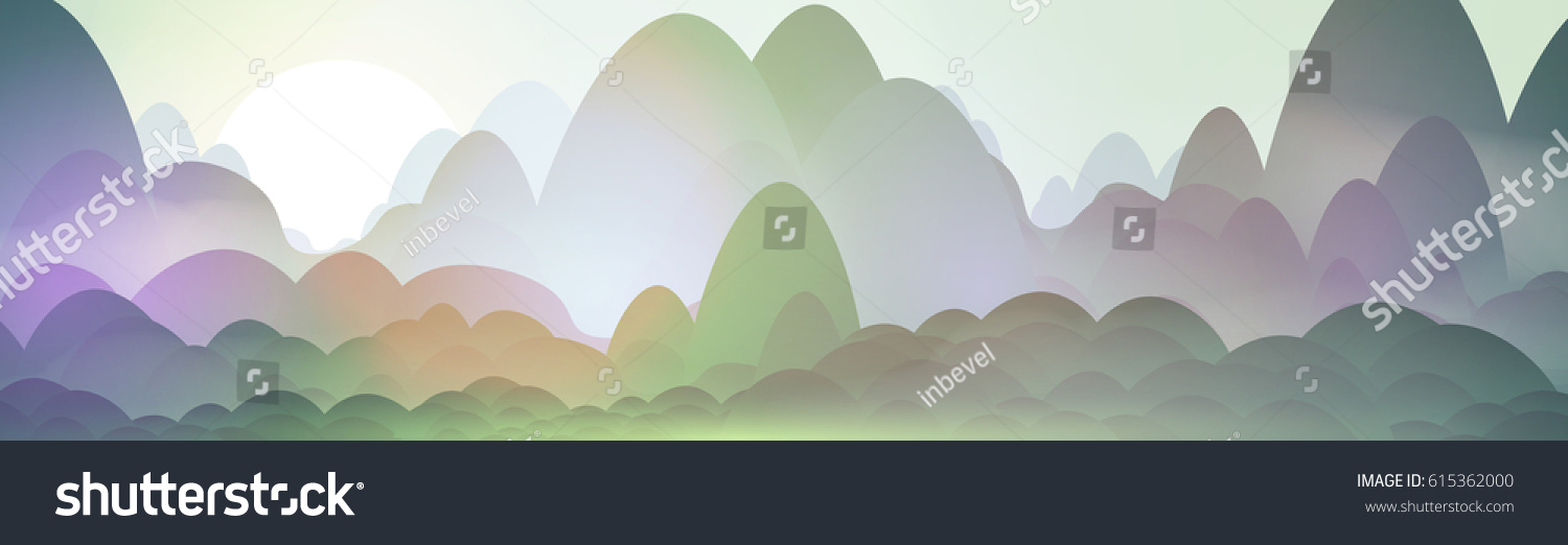 Simple Abstract Valley Landscape Panorama Vector Stock Vector (Royalty ...
