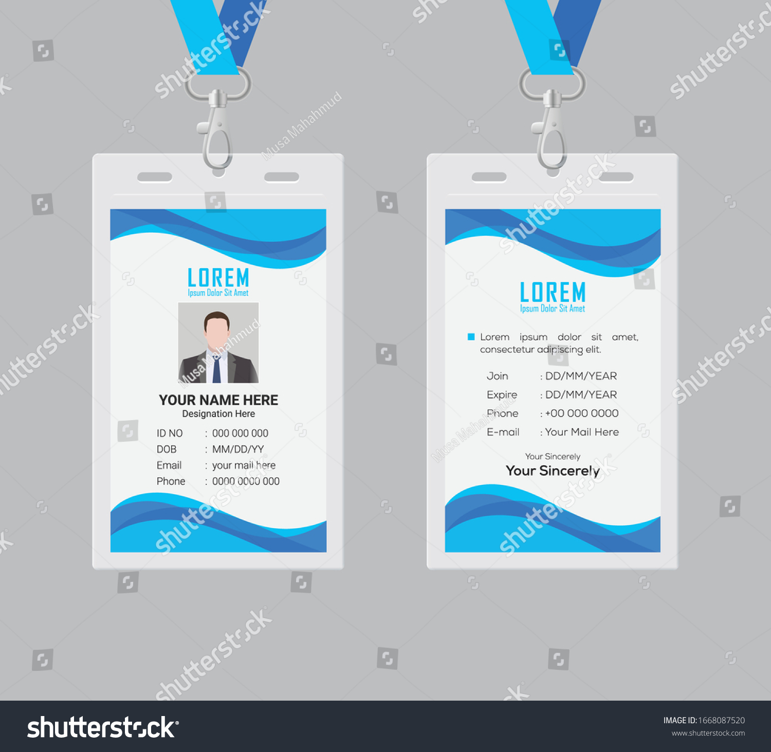 Simple Clean Id Card Design Template Stock Vector (Royalty Free) 1668087520