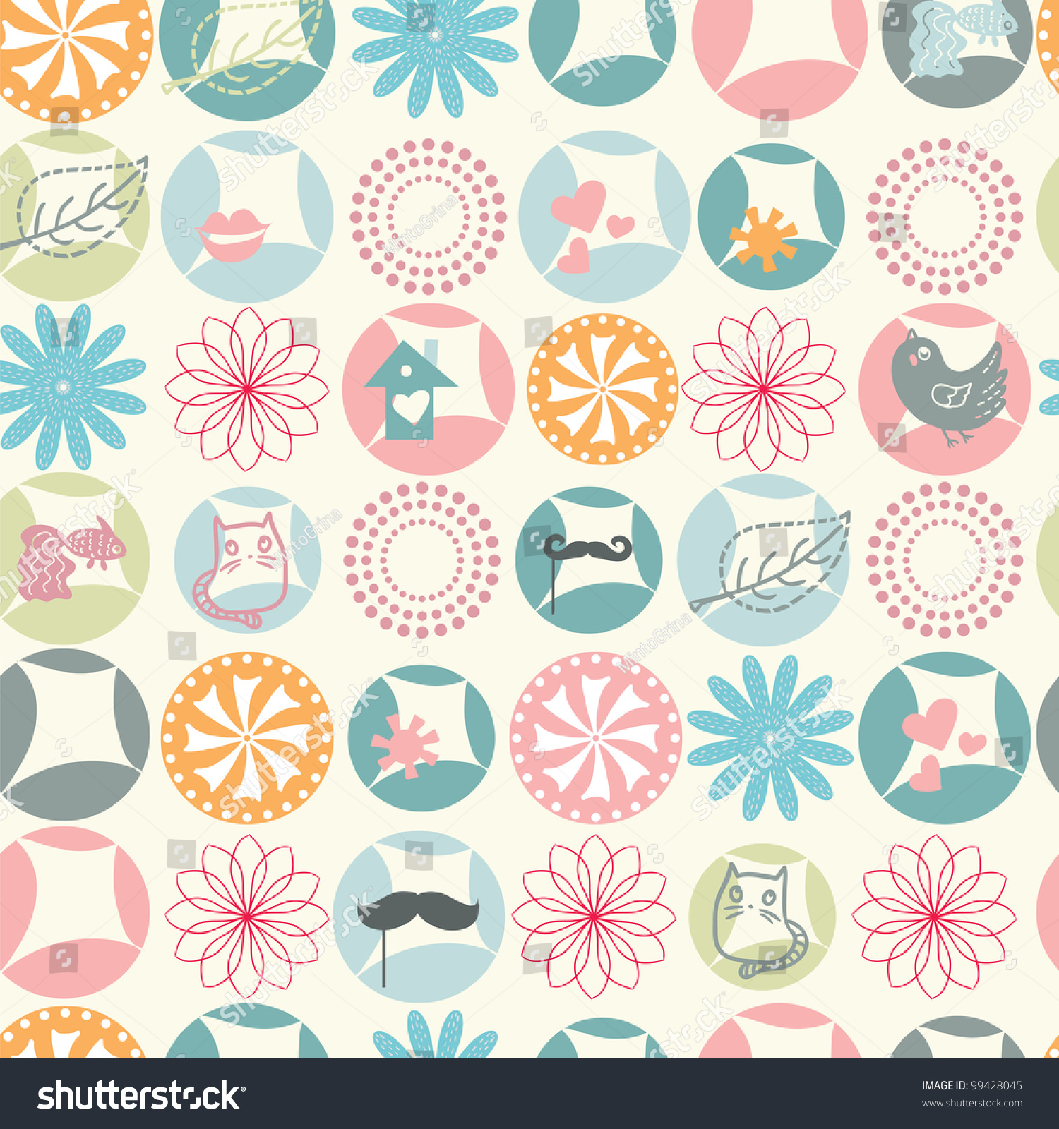 Simple Cute Rounds Motif Pattern Stock Vector (Royalty Free) 99428045 ...