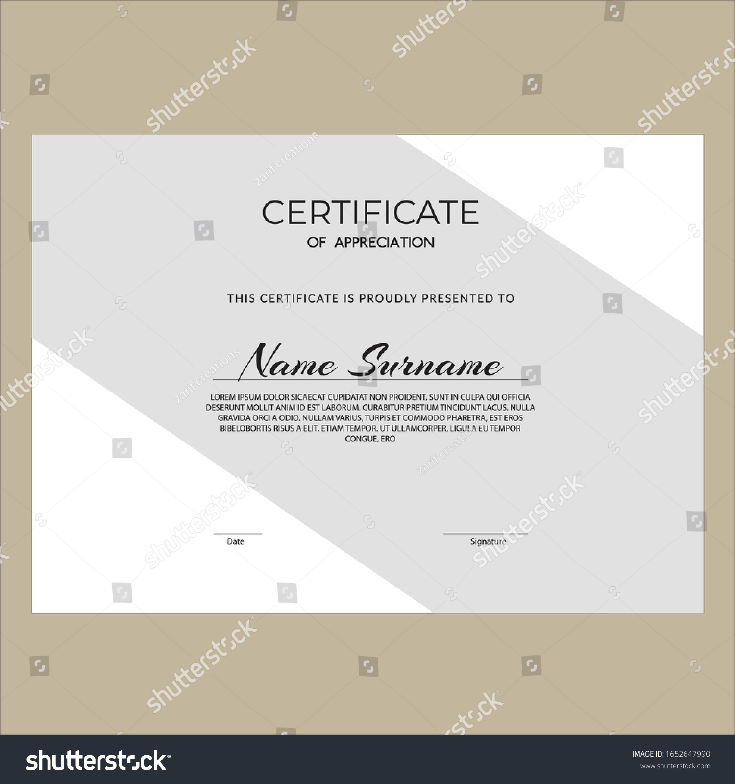Vektor Stok Simple Elegant Appreciation Certificate Template (Tanpa ... Vektor Stok Simple Elegant Appreciation Certificate Template (Tanpa ...