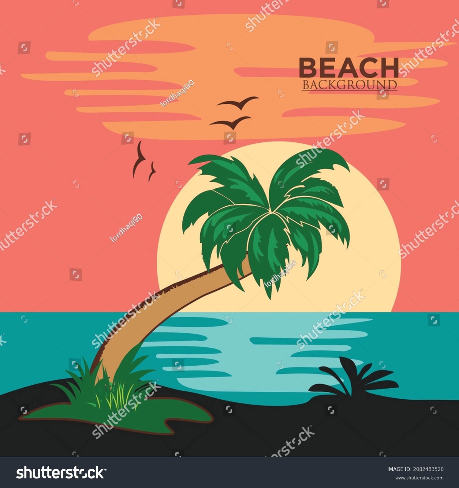 Simple Elegant Beach Background Design Concept Stock Vector (Royalty ...