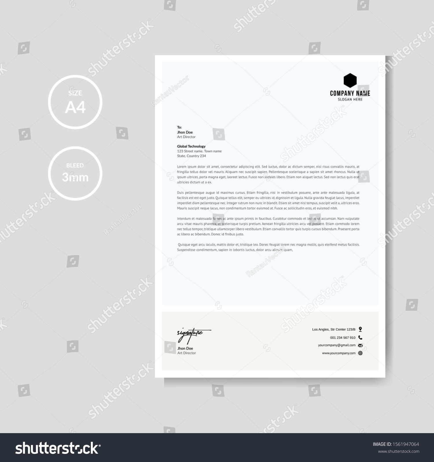 Simple Minimalist Letterhead Layout Template Vector Stock Vector ...