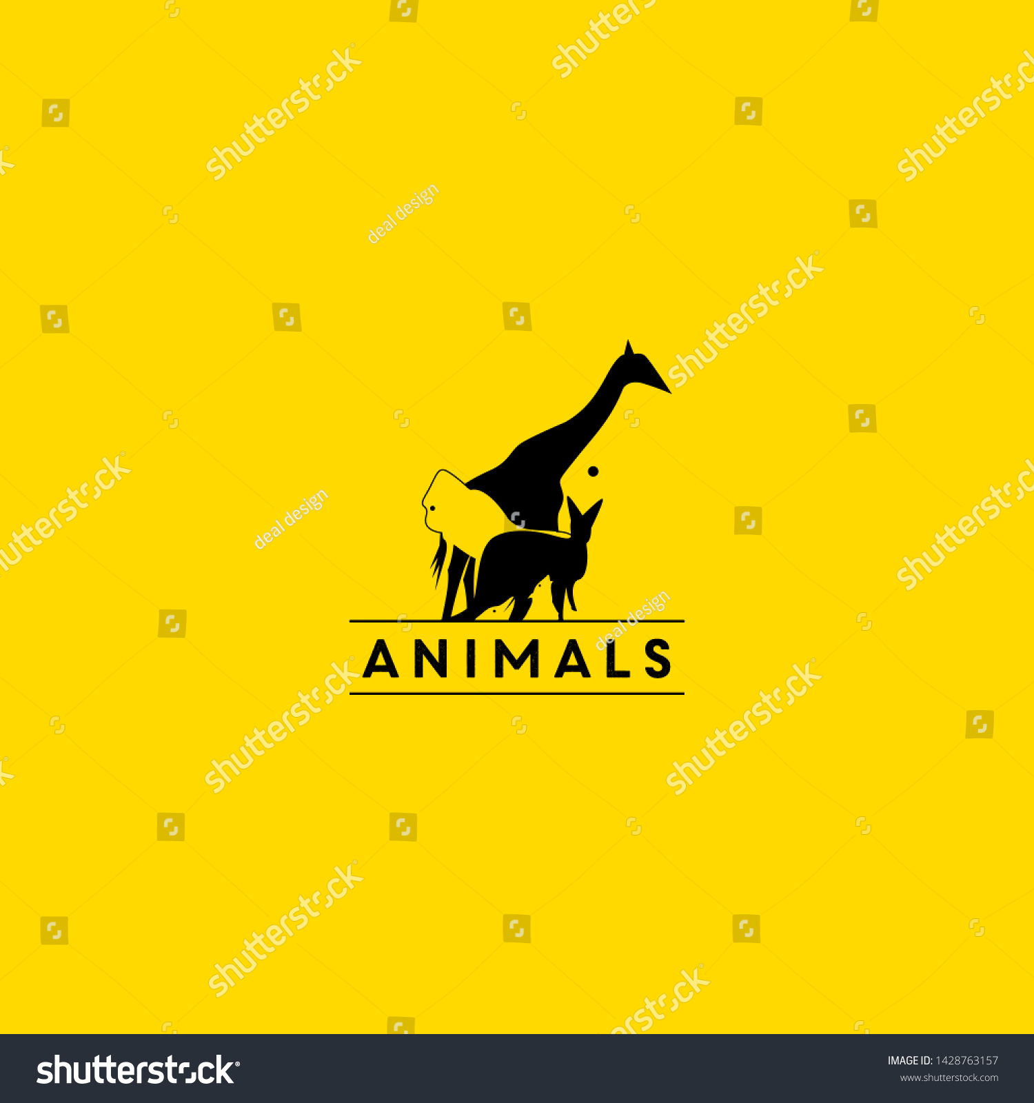 Simple Unique Animals Logo Design Stock Vector (Royalty Free) 1428763157