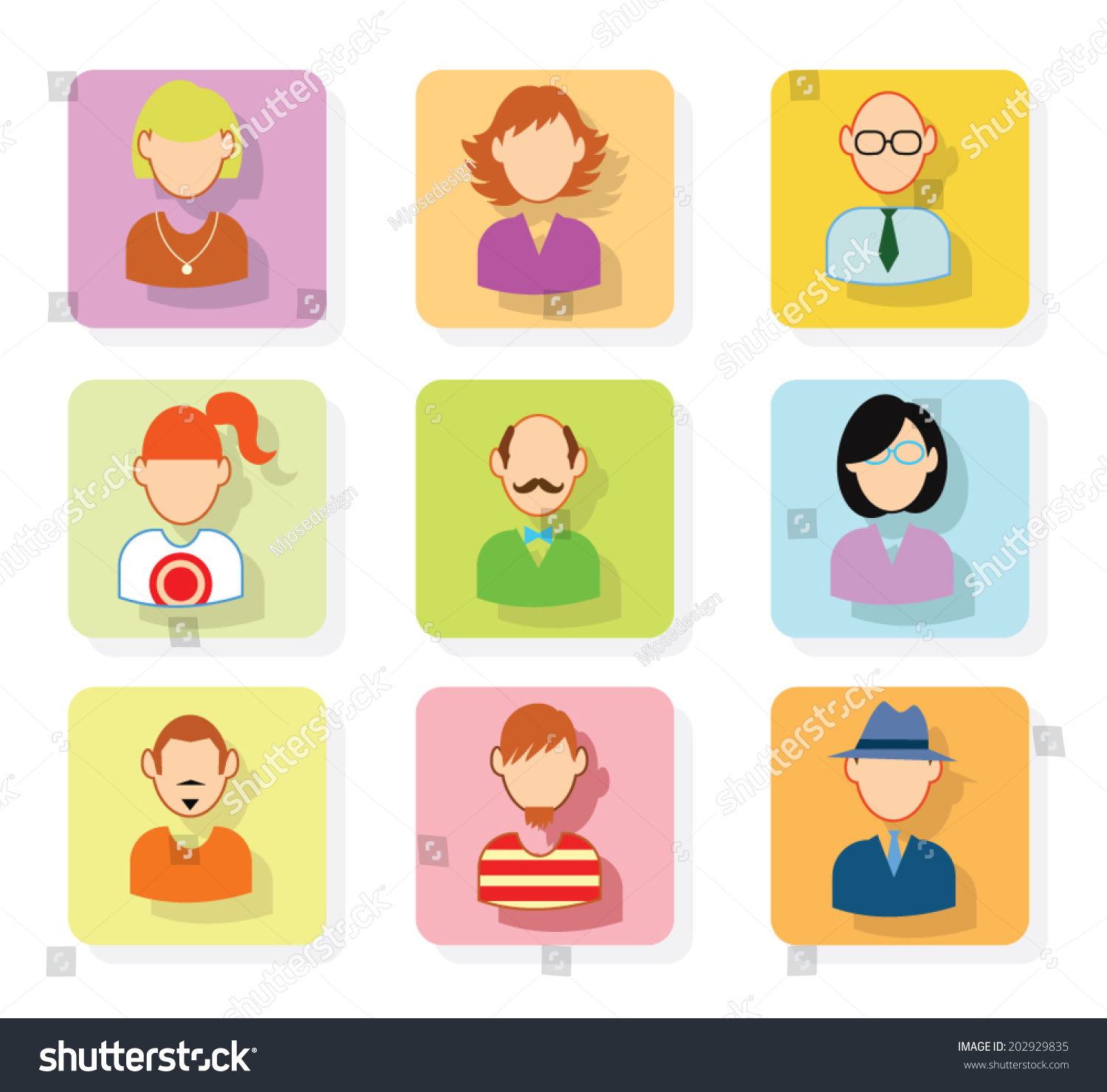 Simple Avatar Icons Set Vector Stock Vector (Royalty Free) 202929835 ...