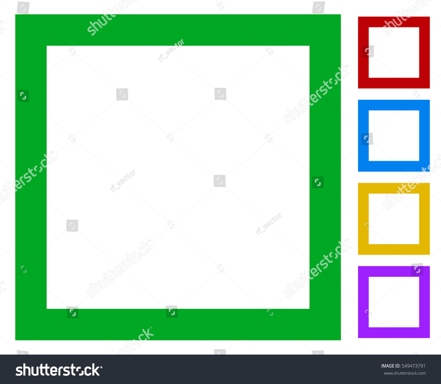 Simple Basic Frame Border Icons Isolated: vector de stock (libre de ...
