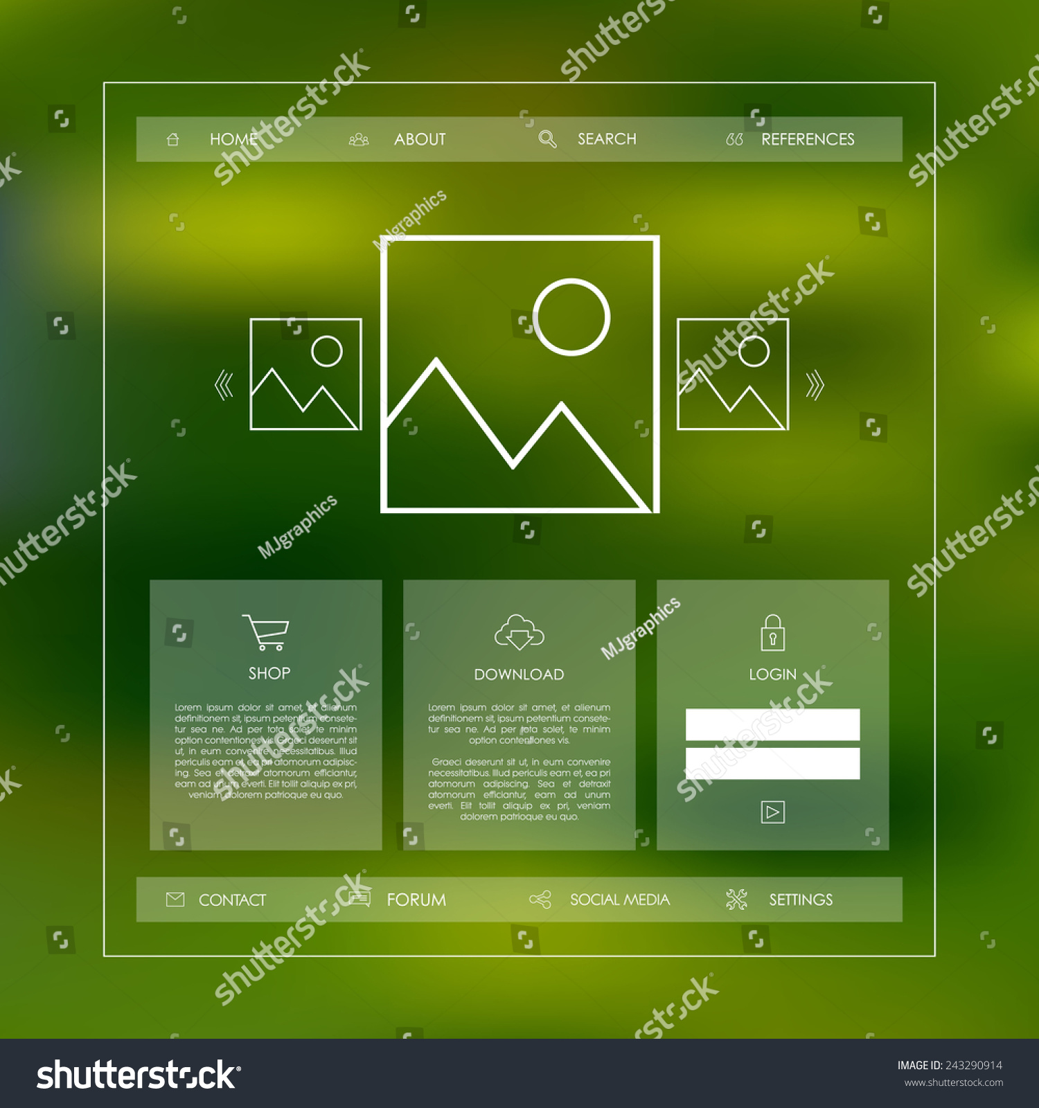 Simple Basic Website Template Design Icons Stock Vector (Royalty Free ...