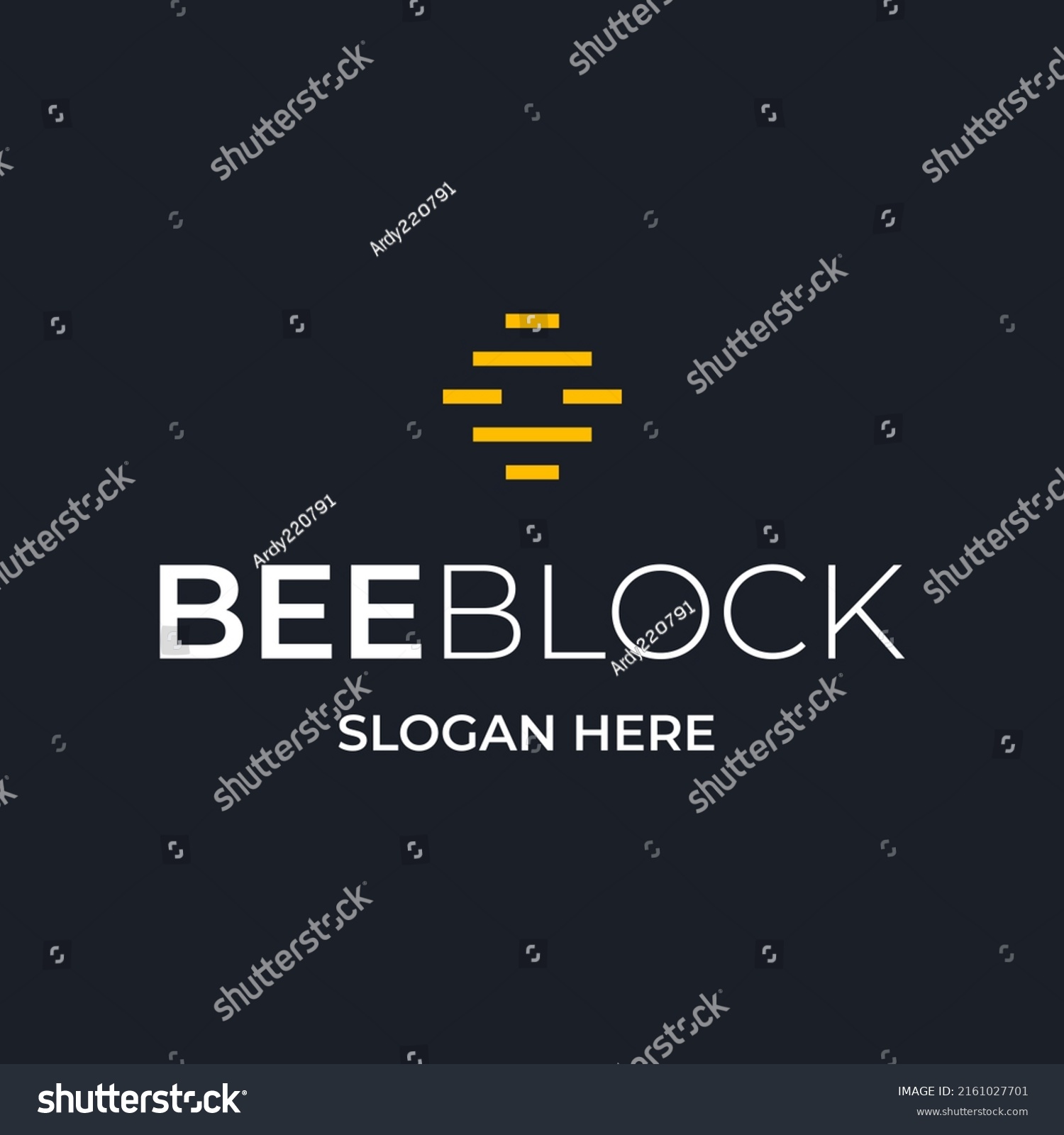 Simple Bee Block Logo Design Concept Stock Vector (Royalty Free ...