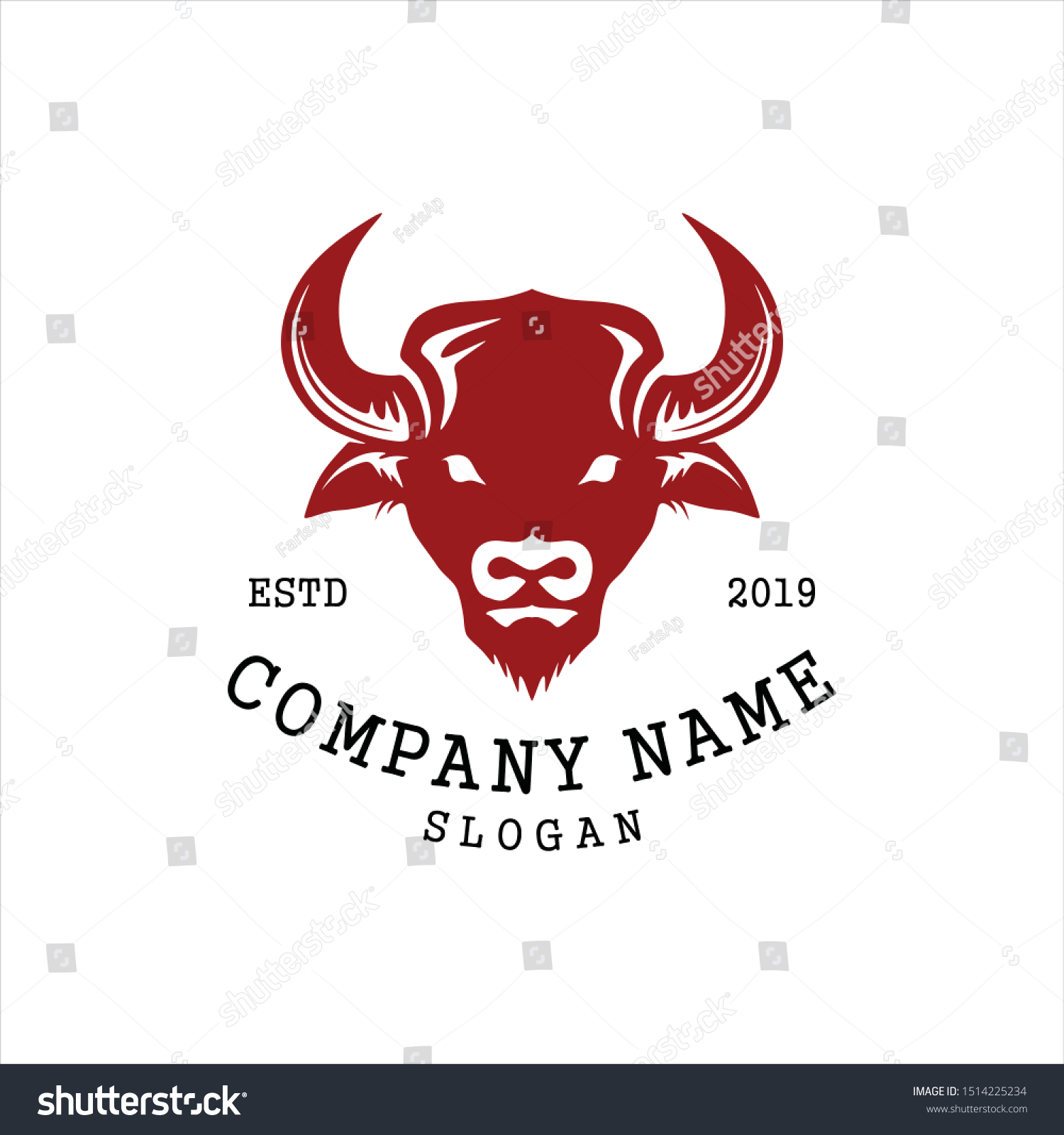 Simple Bison Head Logo Vector Icon Stock Vector (Royalty Free ...