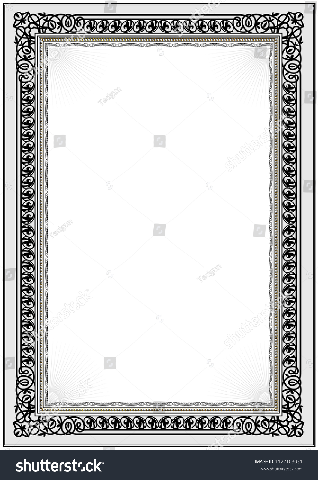 Simple Black White Certificate Frame Border Stock Vector (Royalty Free ...