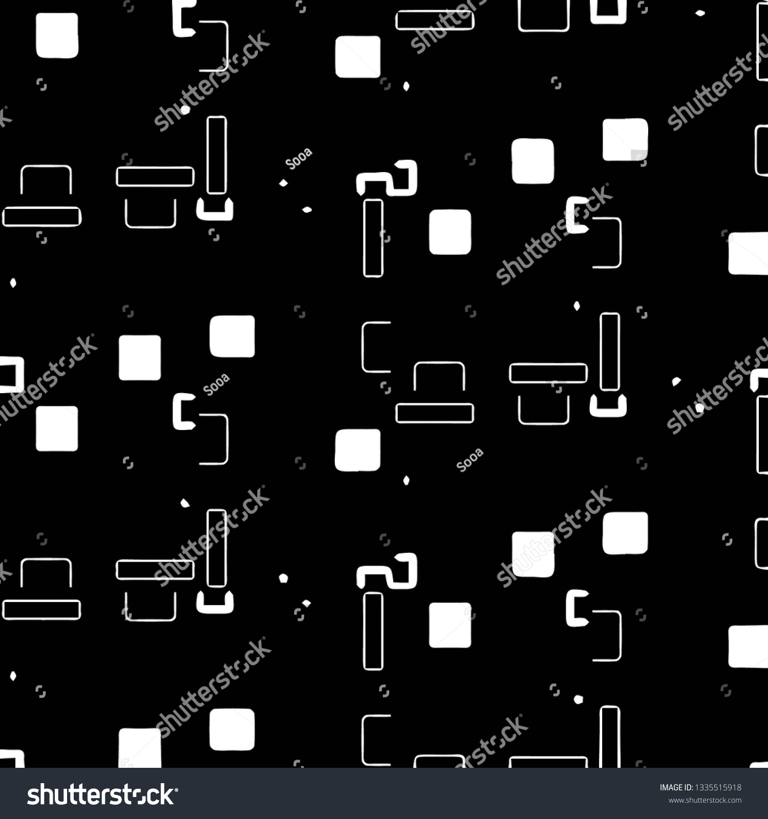 Simple Black White Vector Illustration Abstract 库存矢量图（免版税）1335515918 ...
