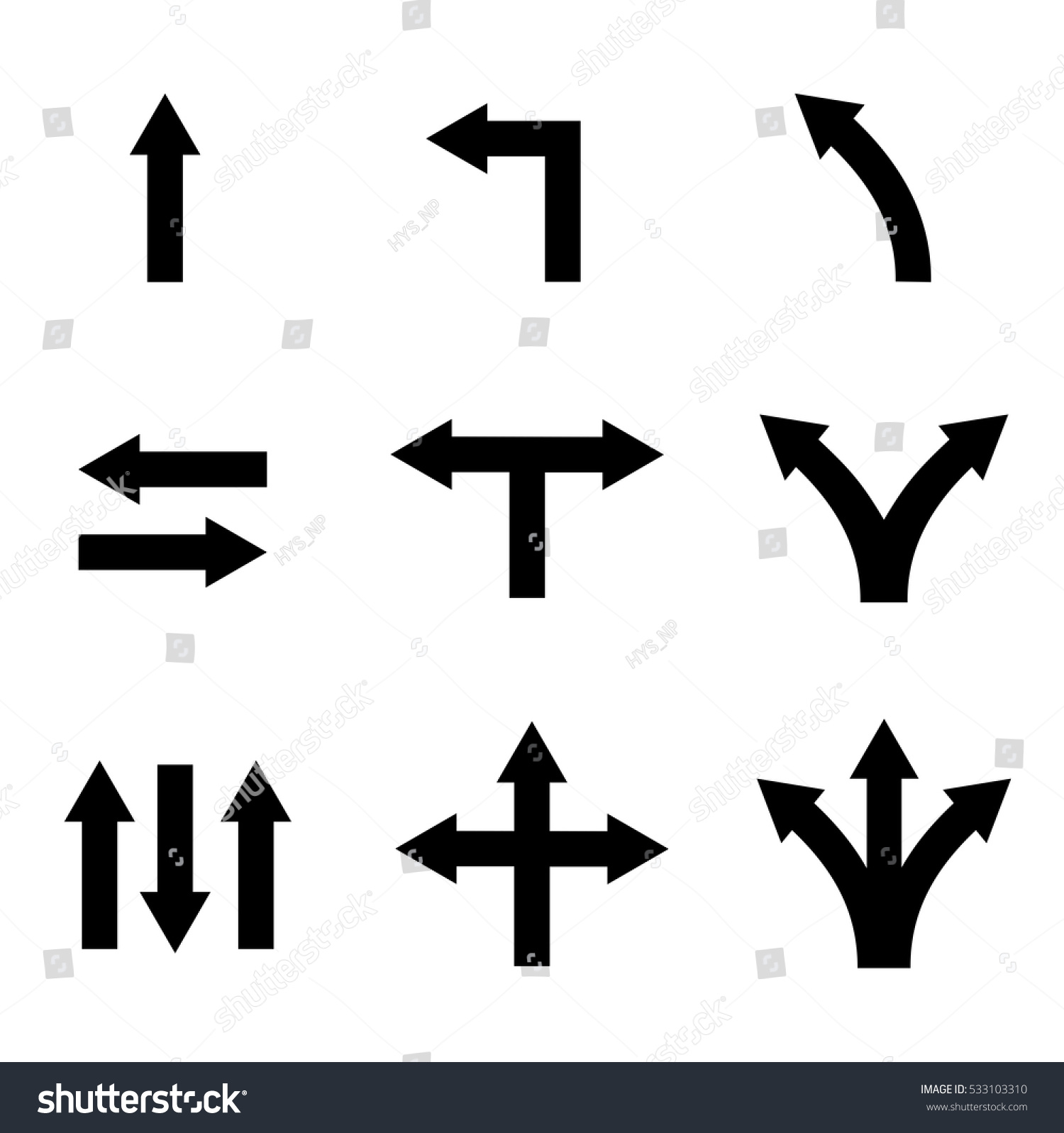 Simple Black Arrow Vector Icon Set 스톡 벡터(로열티 프리) 533103310 | Shutterstock