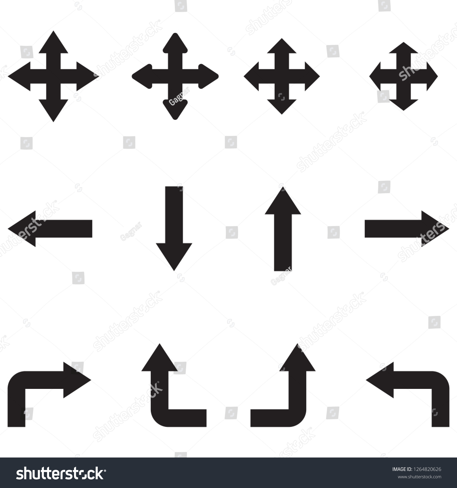 Simple Black Arrows Set Stock Vector (Royalty Free) 1264820626 ...