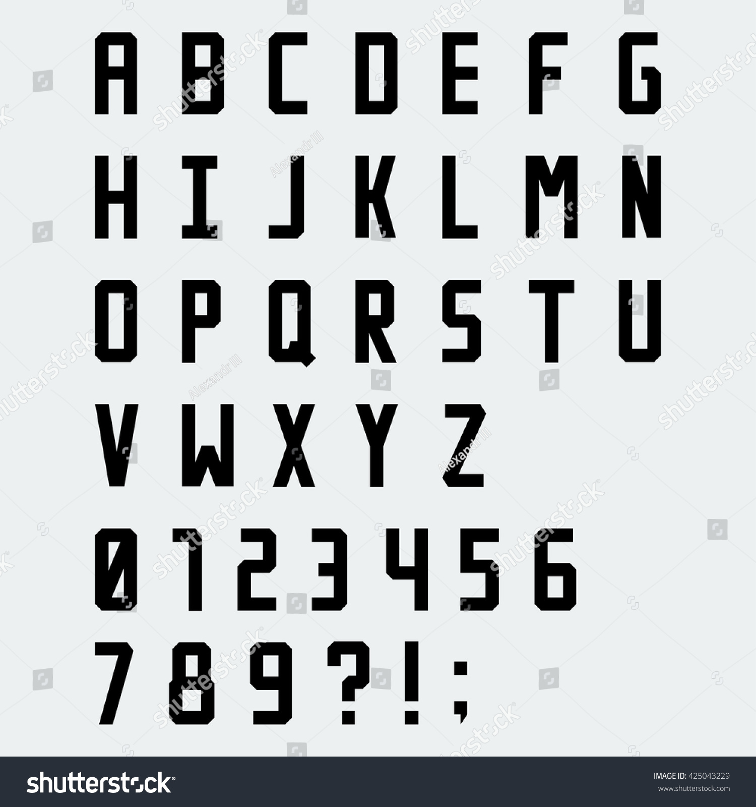 Simple Black Blocky Vector Font Numbers 库存矢量图（免版税）425043229 | Shutterstock