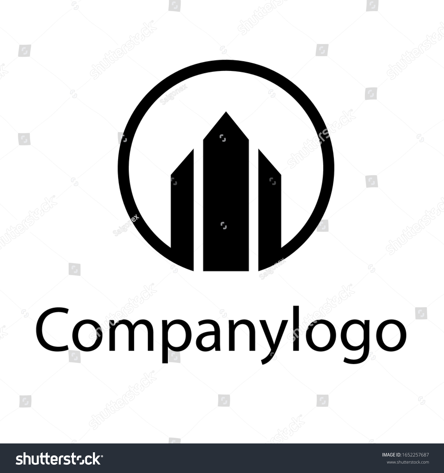 Simple Black Logo Design Building Circle Stock Vector (Royalty Free ...