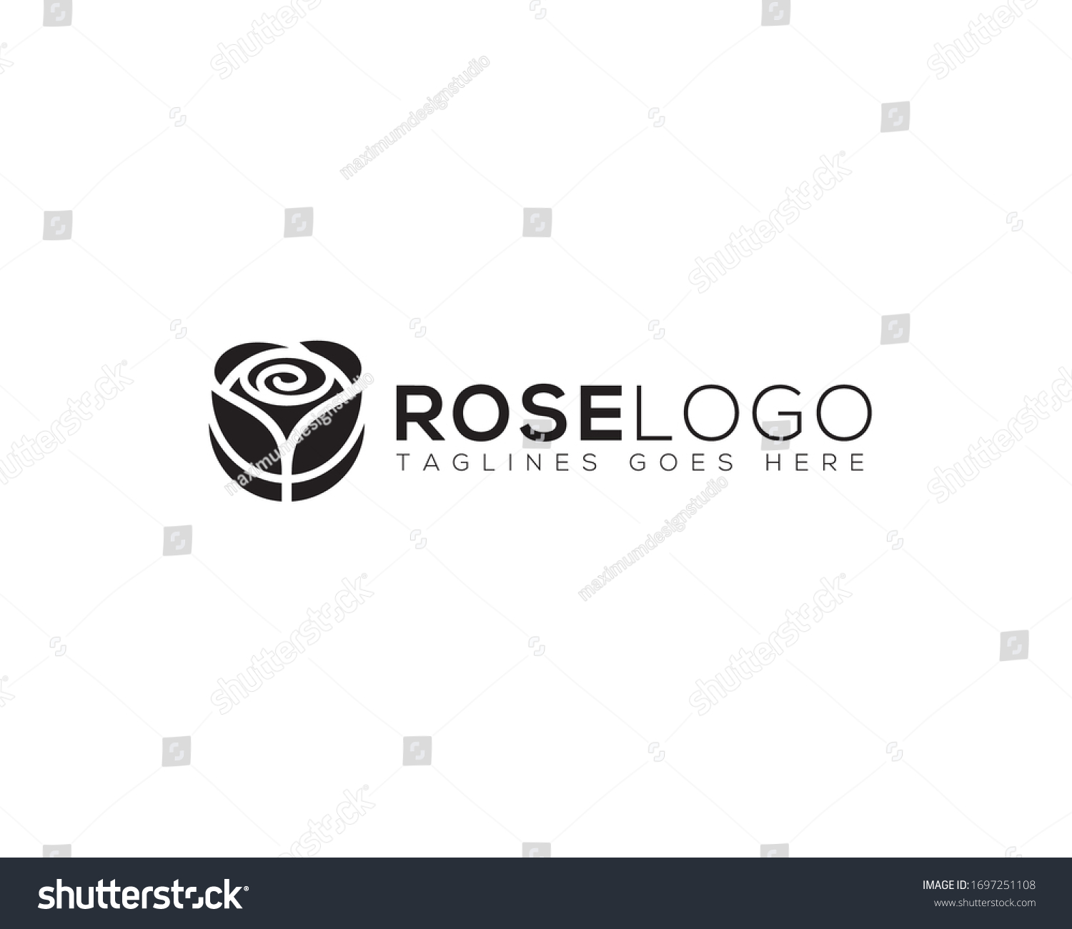 Simple Black Rose Logo Vector Stock Vector (Royalty Free) 1697251108 ...