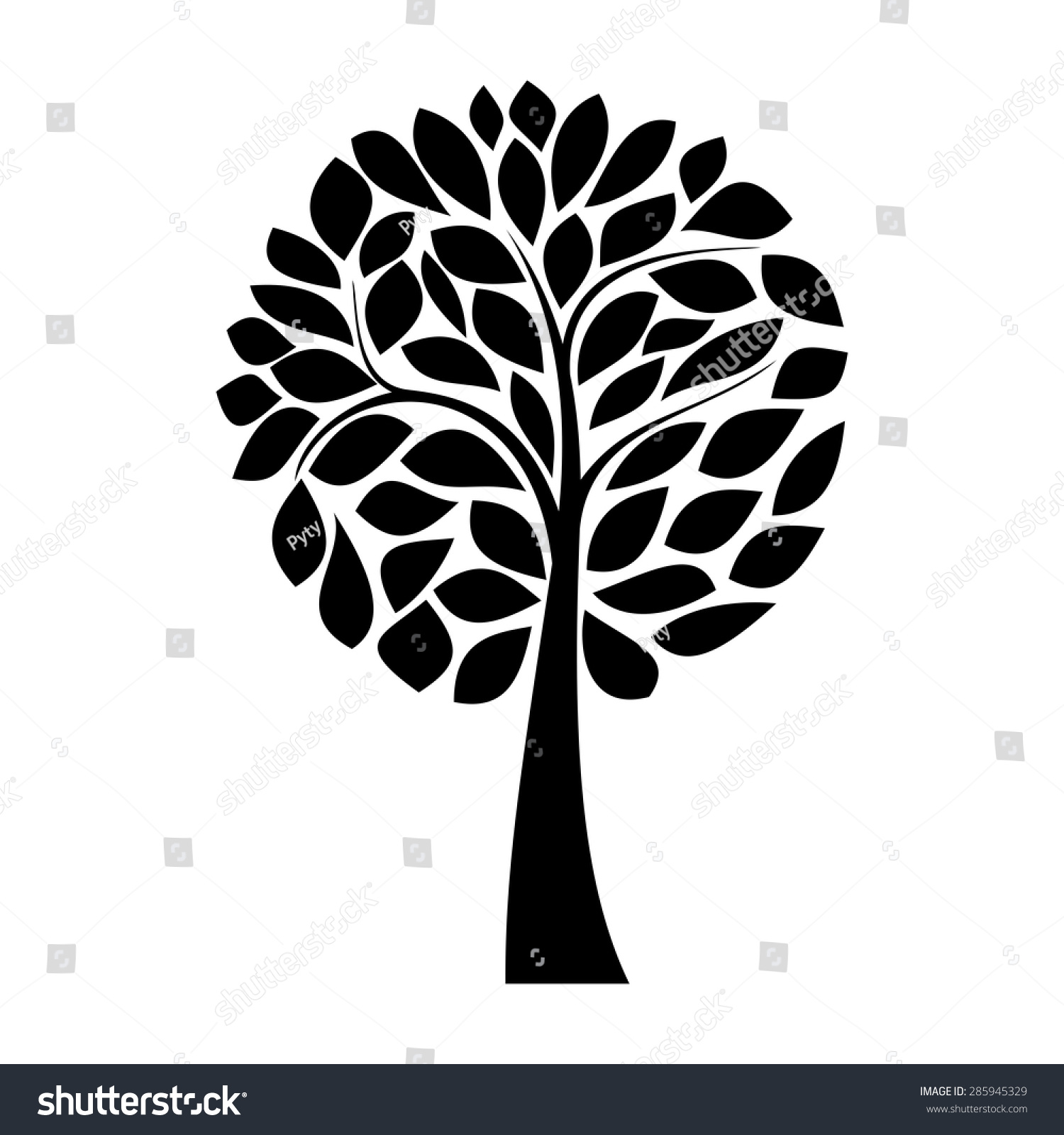 Simple Black Tree Silhouette On White 库存矢量图（免版税）285945329 | Shutterstock