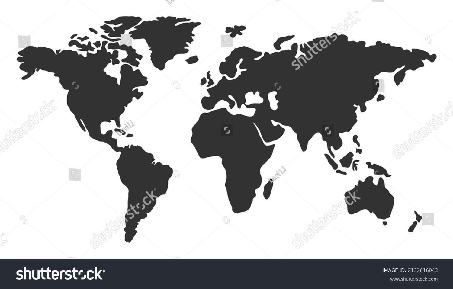 Simple Black World Map Vector Illustration Stock Vector (Royalty Free ...