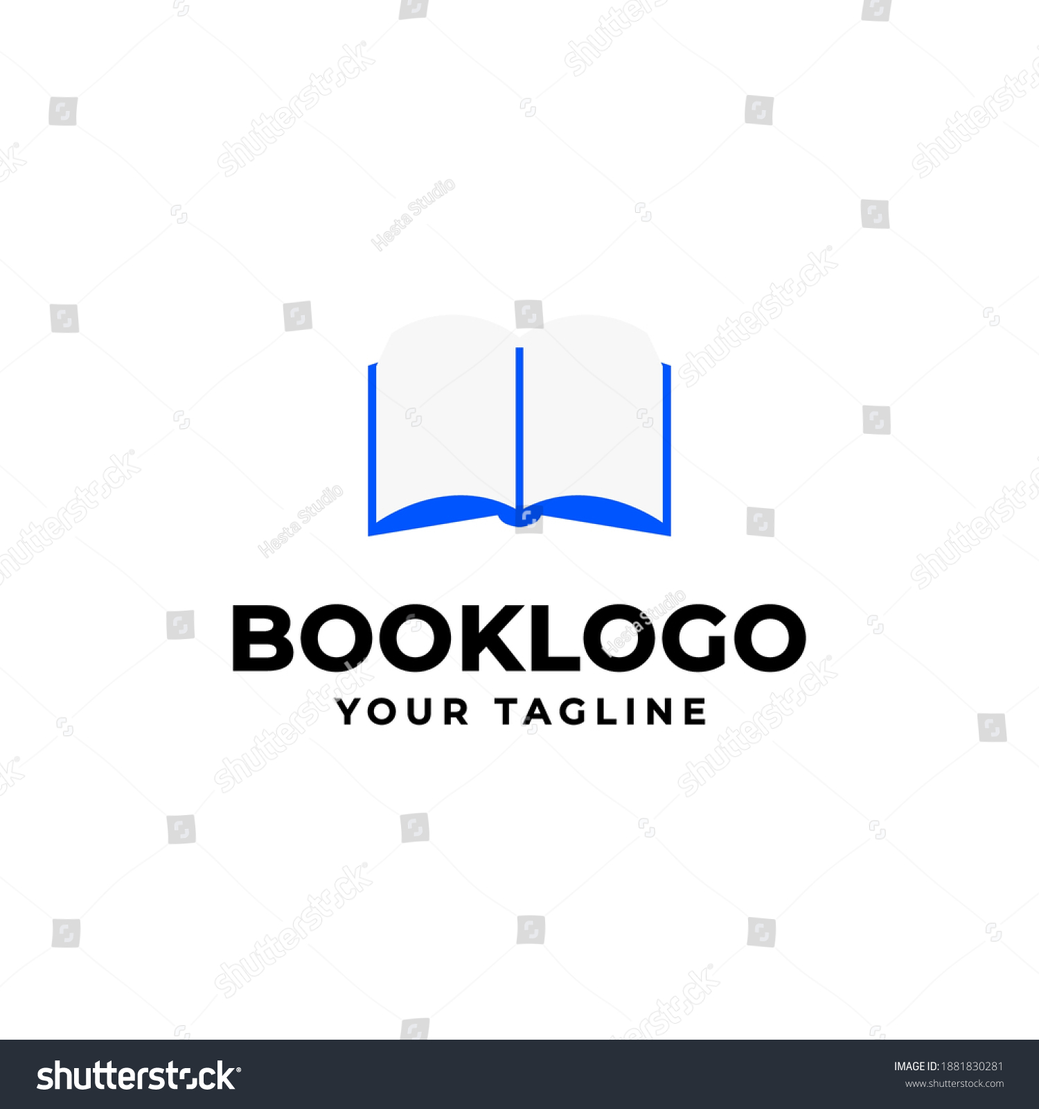 Simple Blue Booklibrary Logo Vector Template Stock Vector (Royalty Free ...