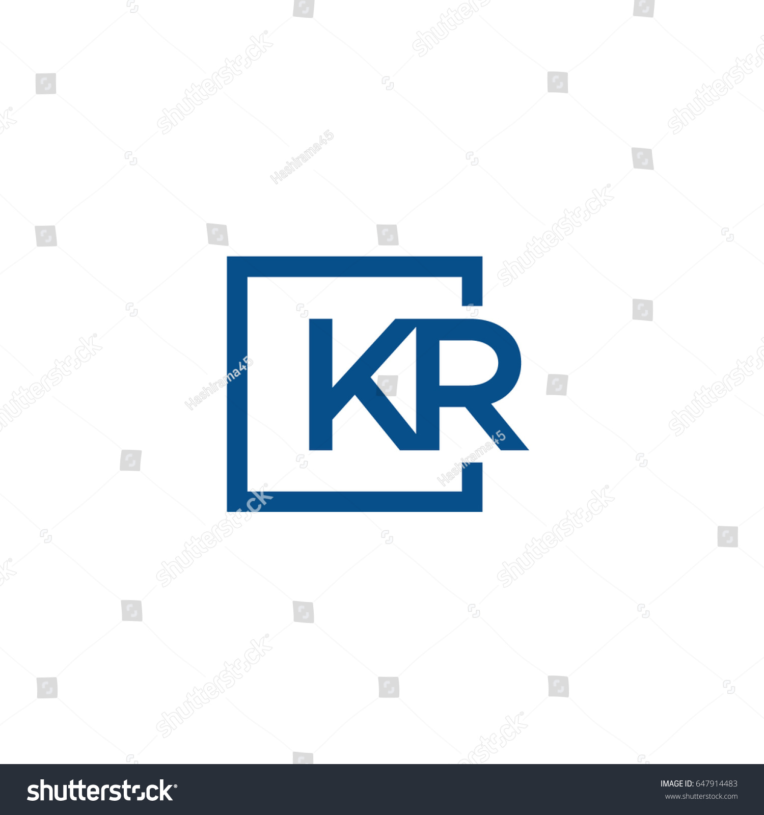 Simple Blue Kr Initial Logo Designs Stock Vector (Royalty Free) 647914483