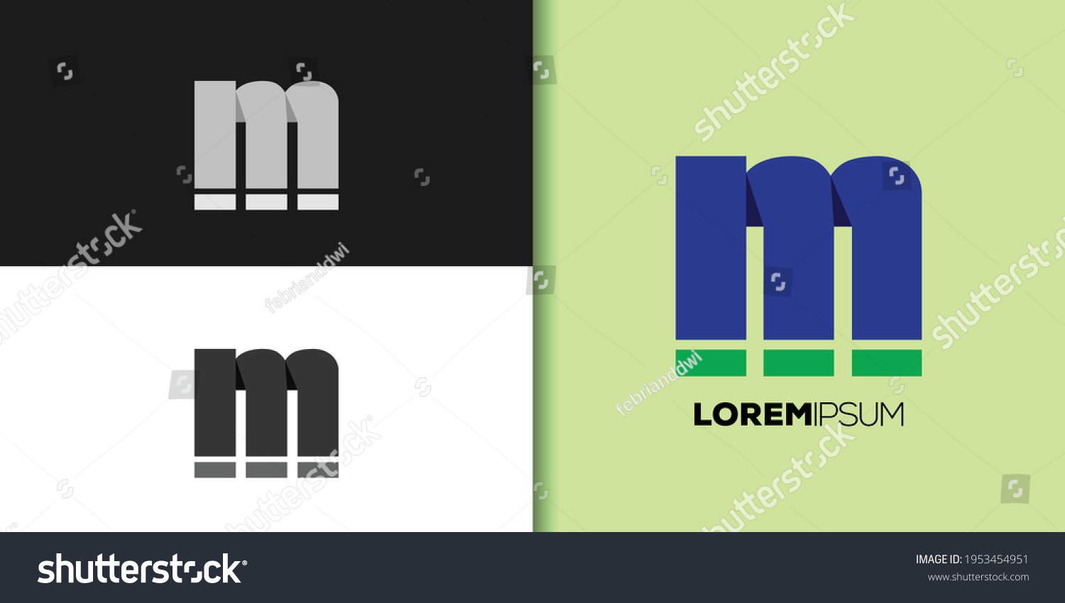 Simple Blue Letter M Logo Set Stock Vector (Royalty Free) 1953454951 ...