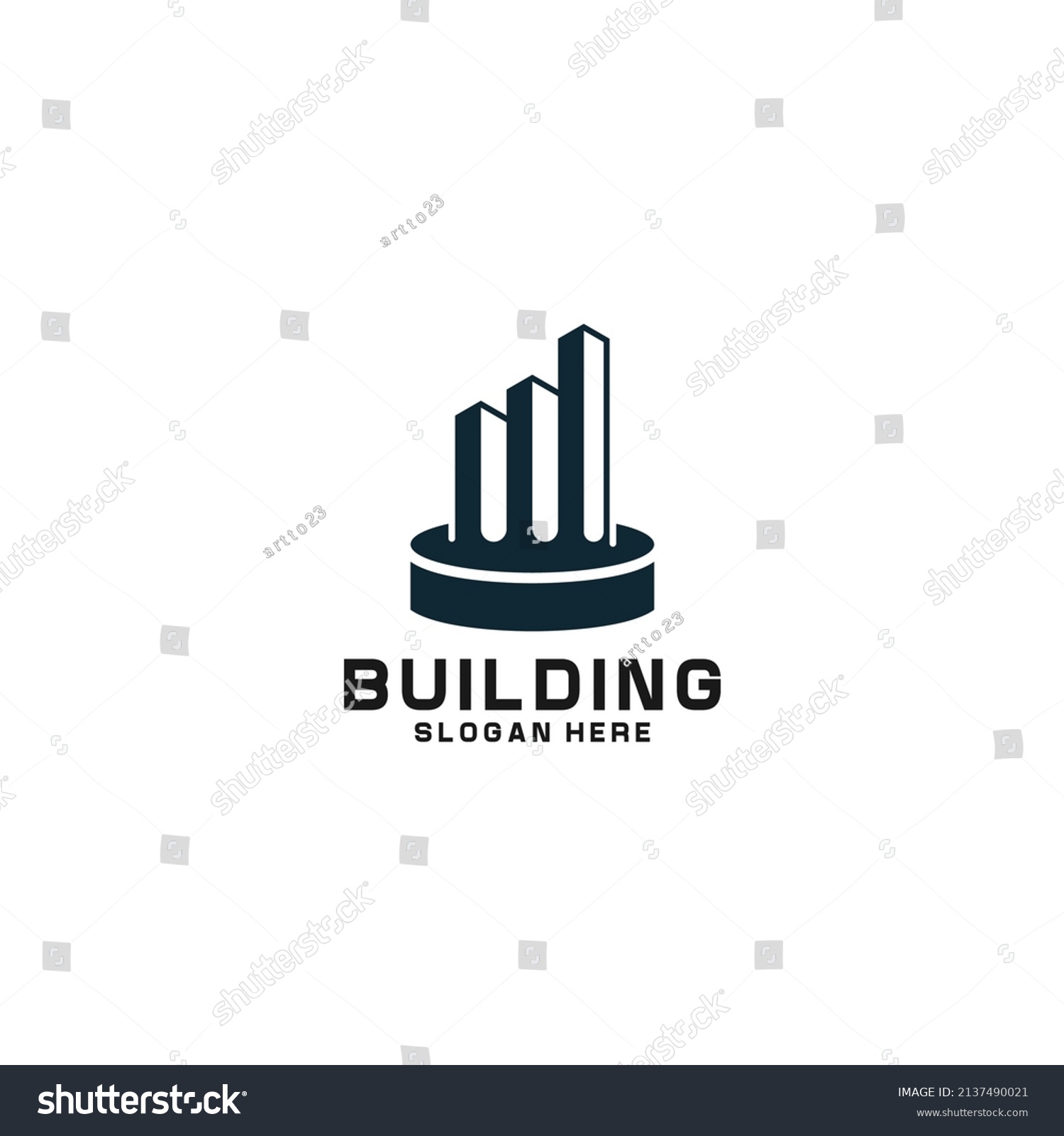 Simple Building Logo Template White Background Stock Vector (Royalty ...