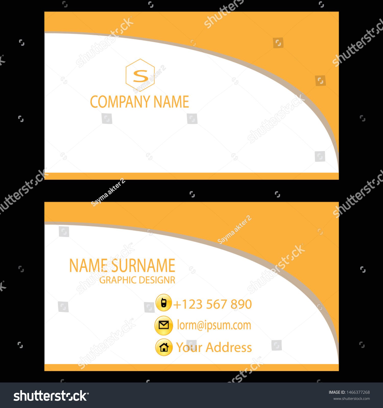Simple Business Card Rectangle Stock Vector (Royalty Free) 1466377268 ...