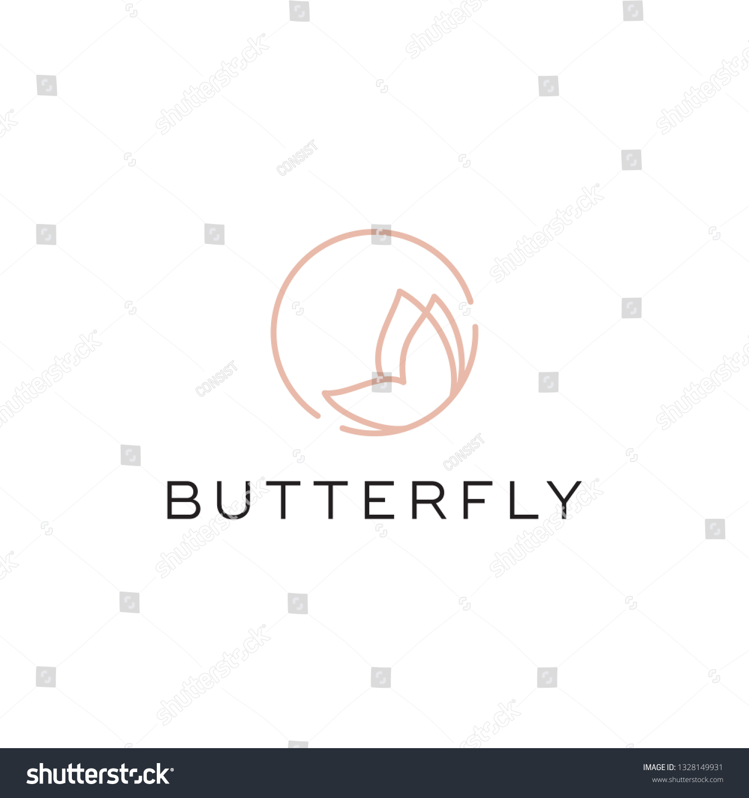 Simple Butterfly Logo Design: vector de stock (libre de regalías ...