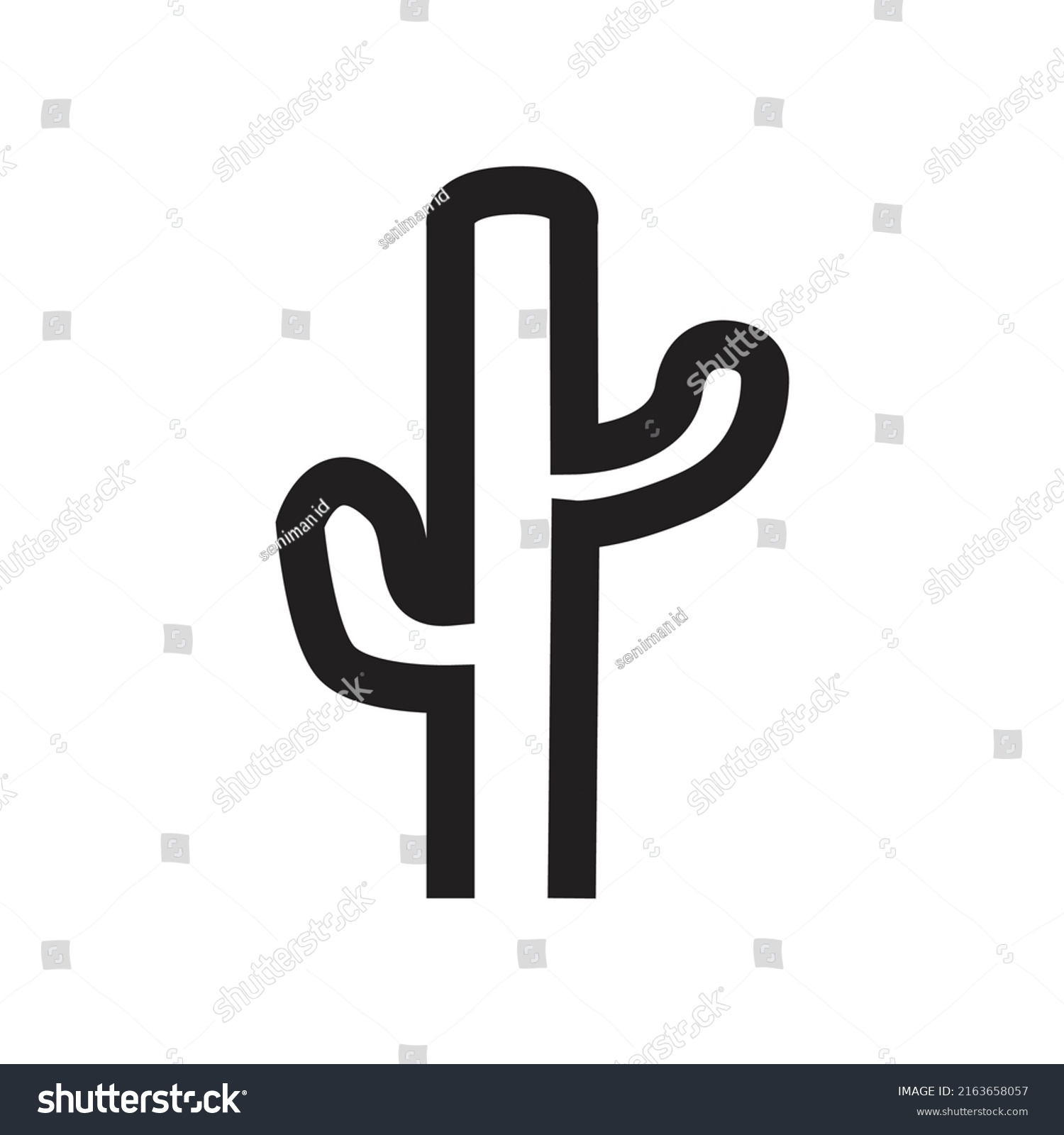Simple Cactus Line Drawing Icon Stock Vector (Royalty Free) 2163658057 ...