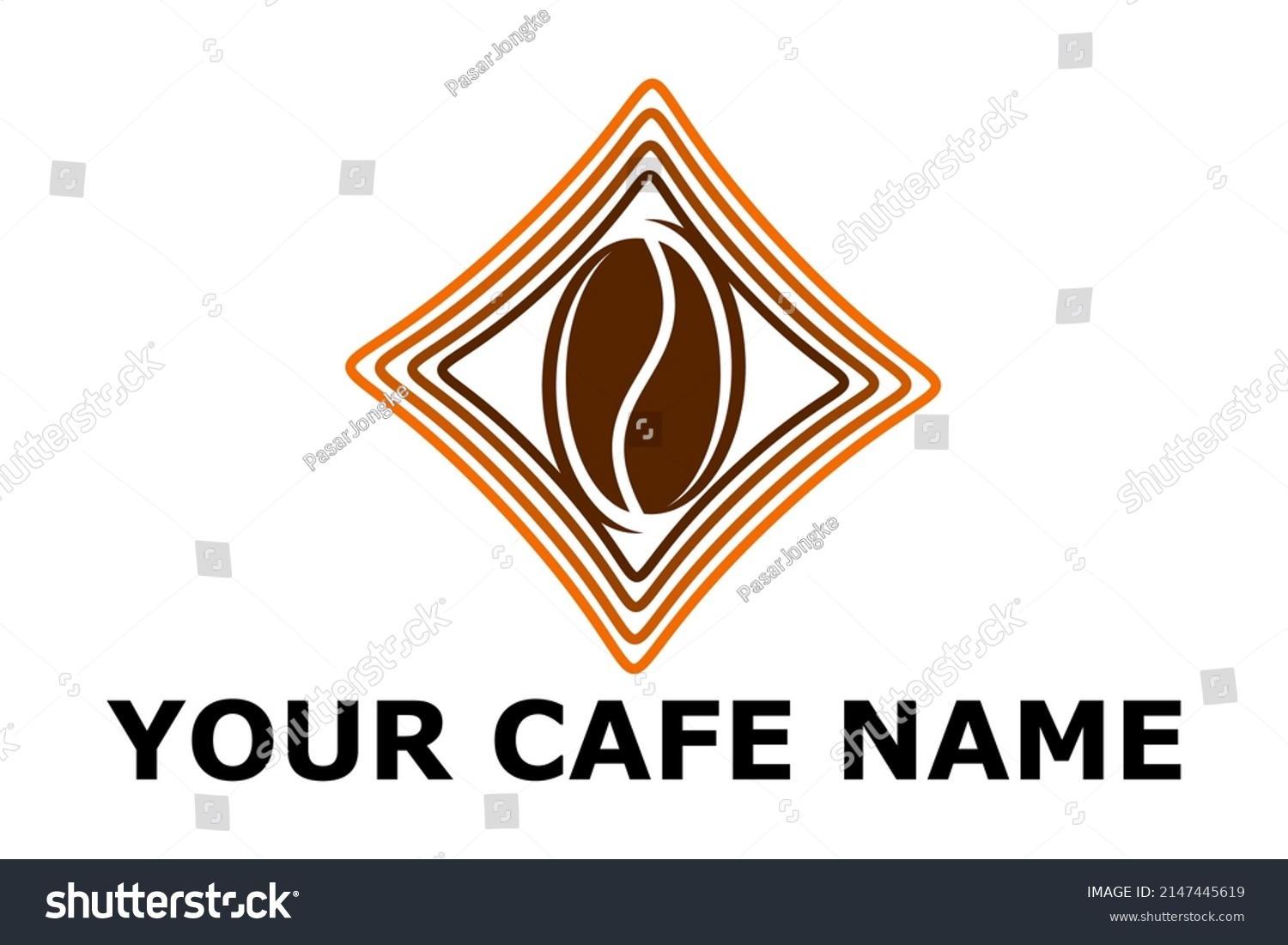 Simple Cafe Logo Coffee Bean Icon Stock Vector (Royalty Free ...