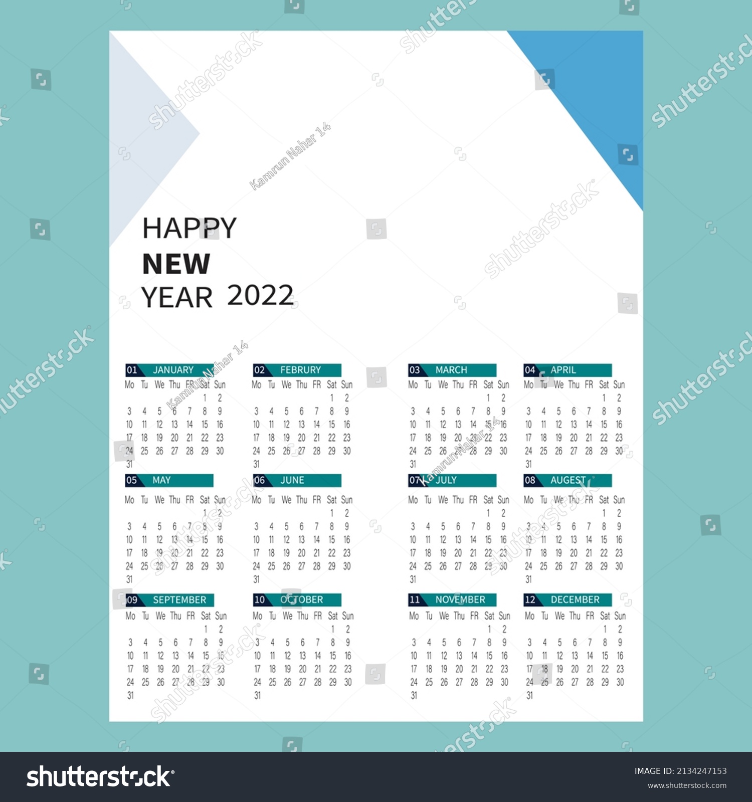 Simple Calendar Design Stock Image Template Stock Vector (Royalty Free ...