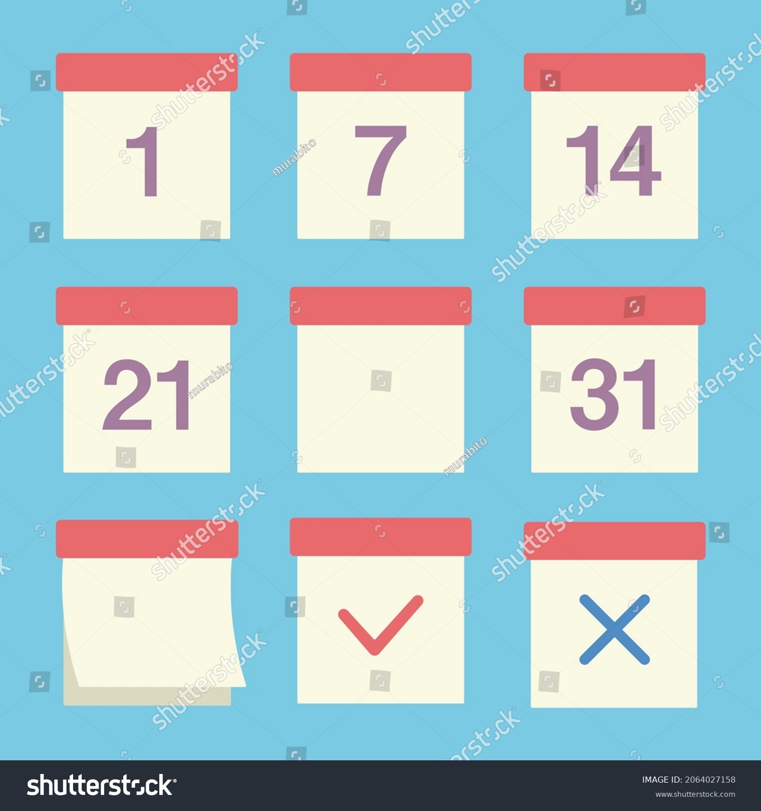 Simple Calendar Illustration Set Stock Vector (Royalty Free) 2064027158 ...